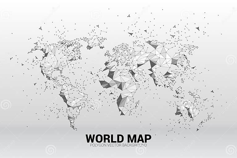 World Map Wireframe Dot Connect Line from Particle: Concept of World ...