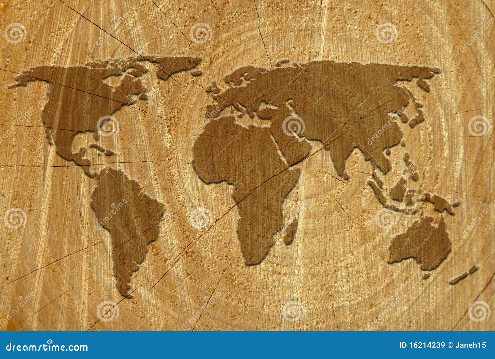 World map on wood surface stock illustration. Illustration of forestry ...