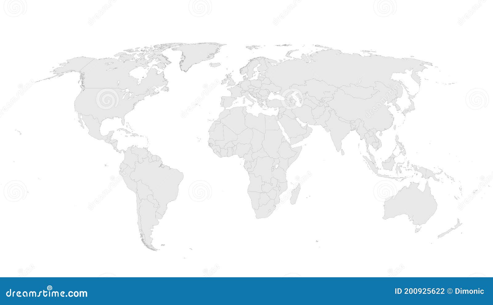 World Map Vector Illustration on White Isolated Background. Flat Blank ...