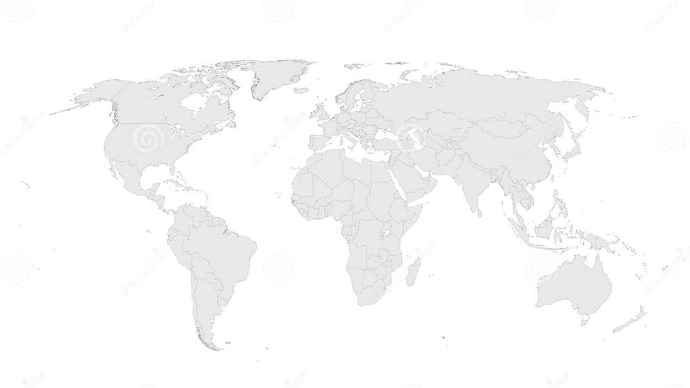 World Map Vector Illustration on White Isolated Background. Flat Blank ...