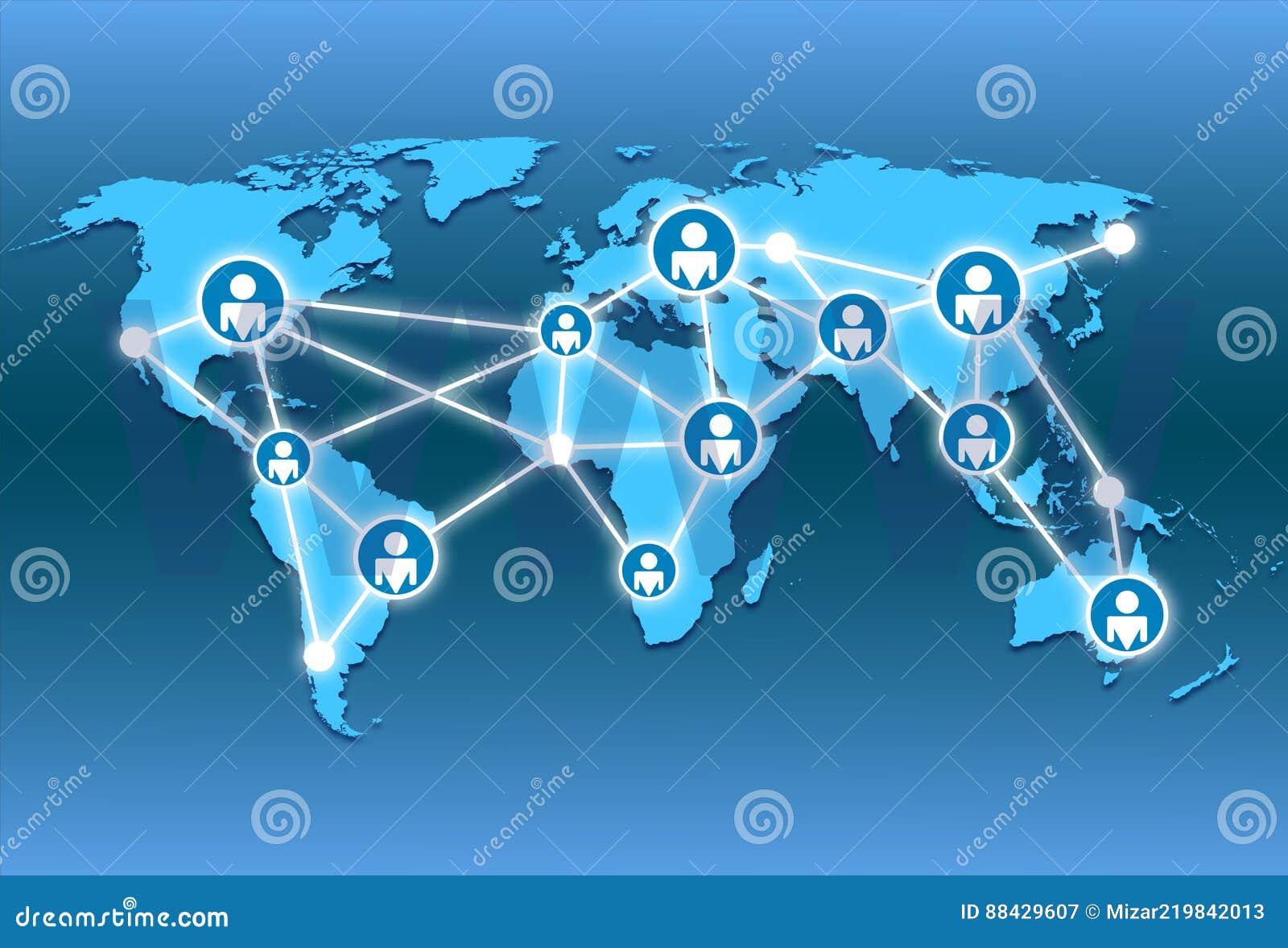 World Map and World Wide Web Stock Illustration - Illustration of globe ...