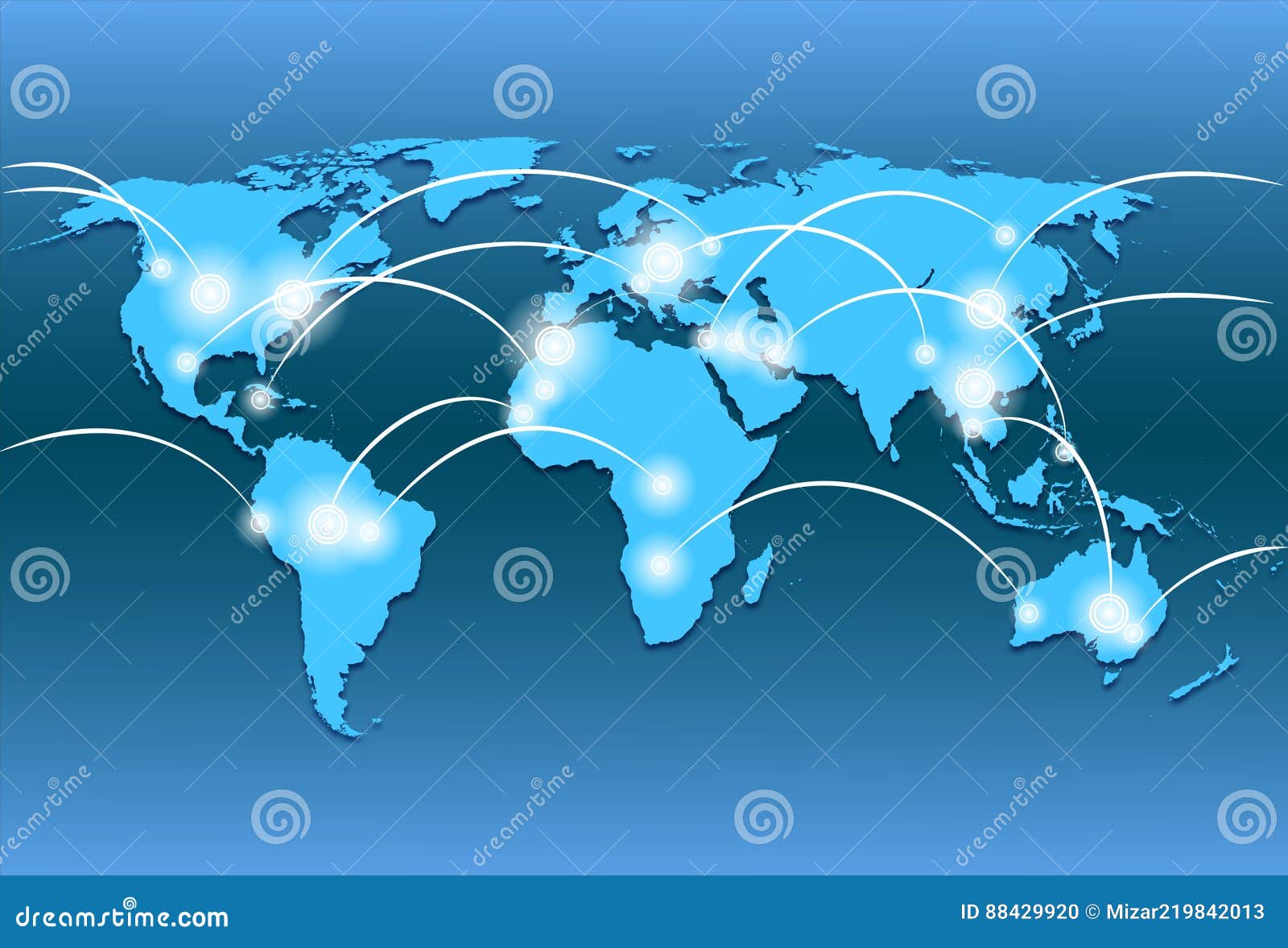 World Map and World Wide Web Stock Illustration - Illustration of mass ...