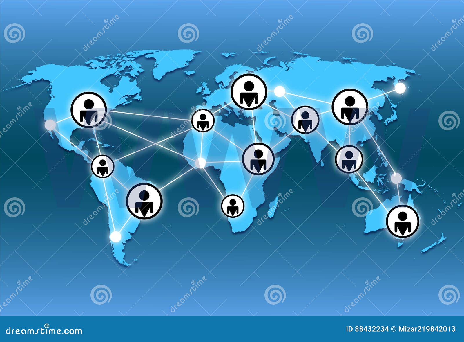 World Map and World Wide Web Stock Illustration - Illustration of earth ...