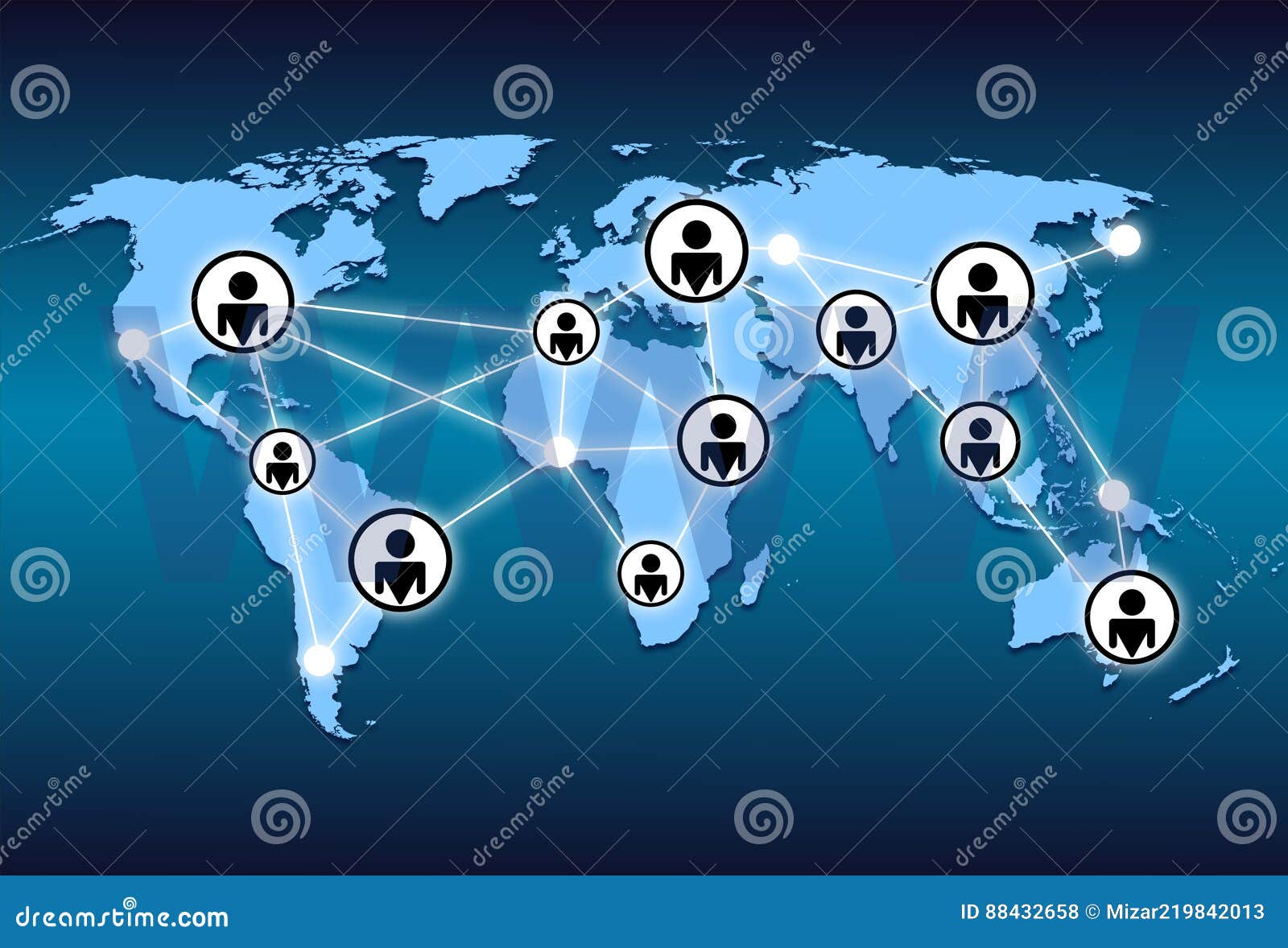 World Map and World Wide Web Stock Illustration - Illustration of badge ...