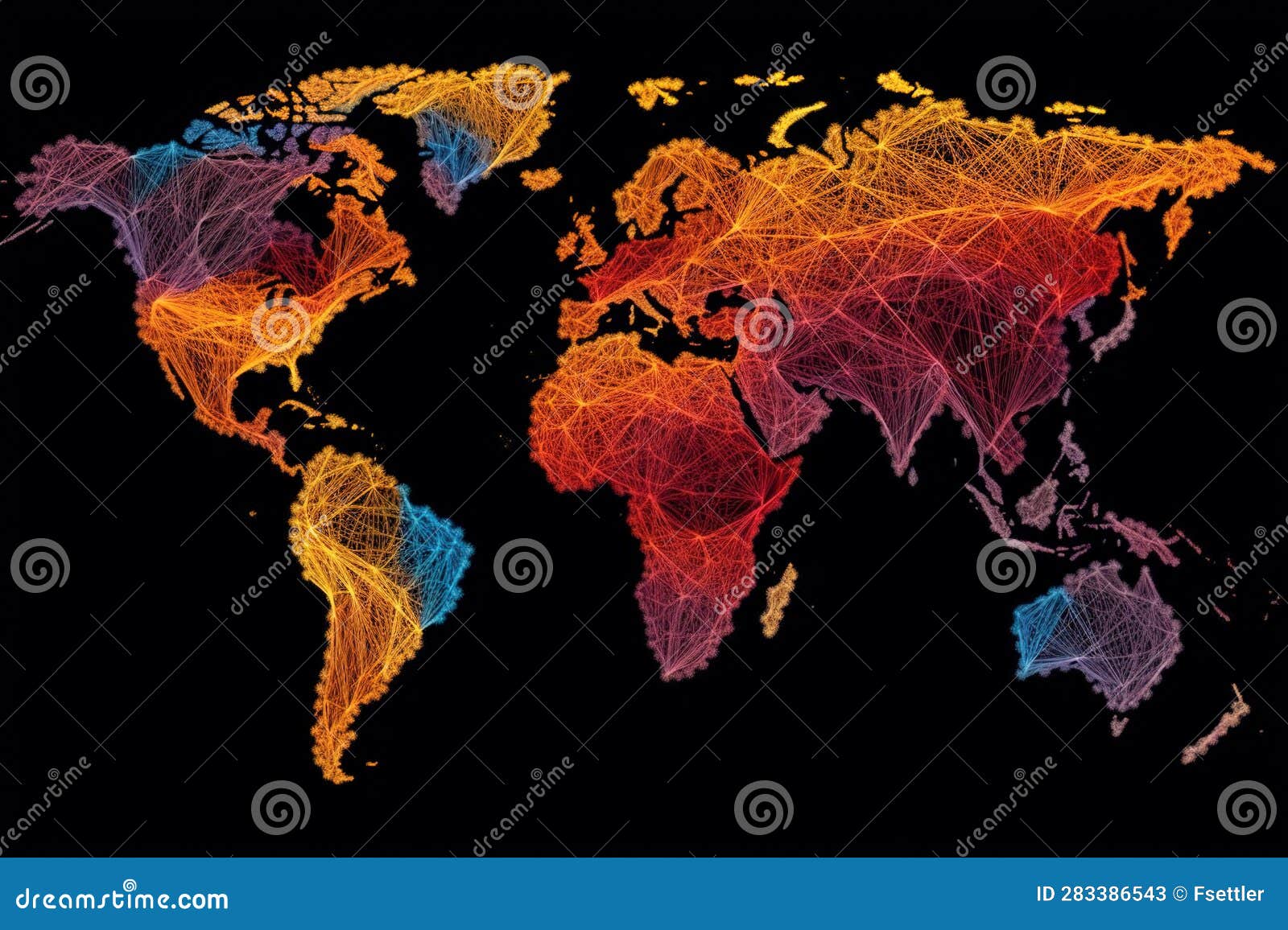 The World Map is Woven from Many Multi-colored Threads. Stock ...