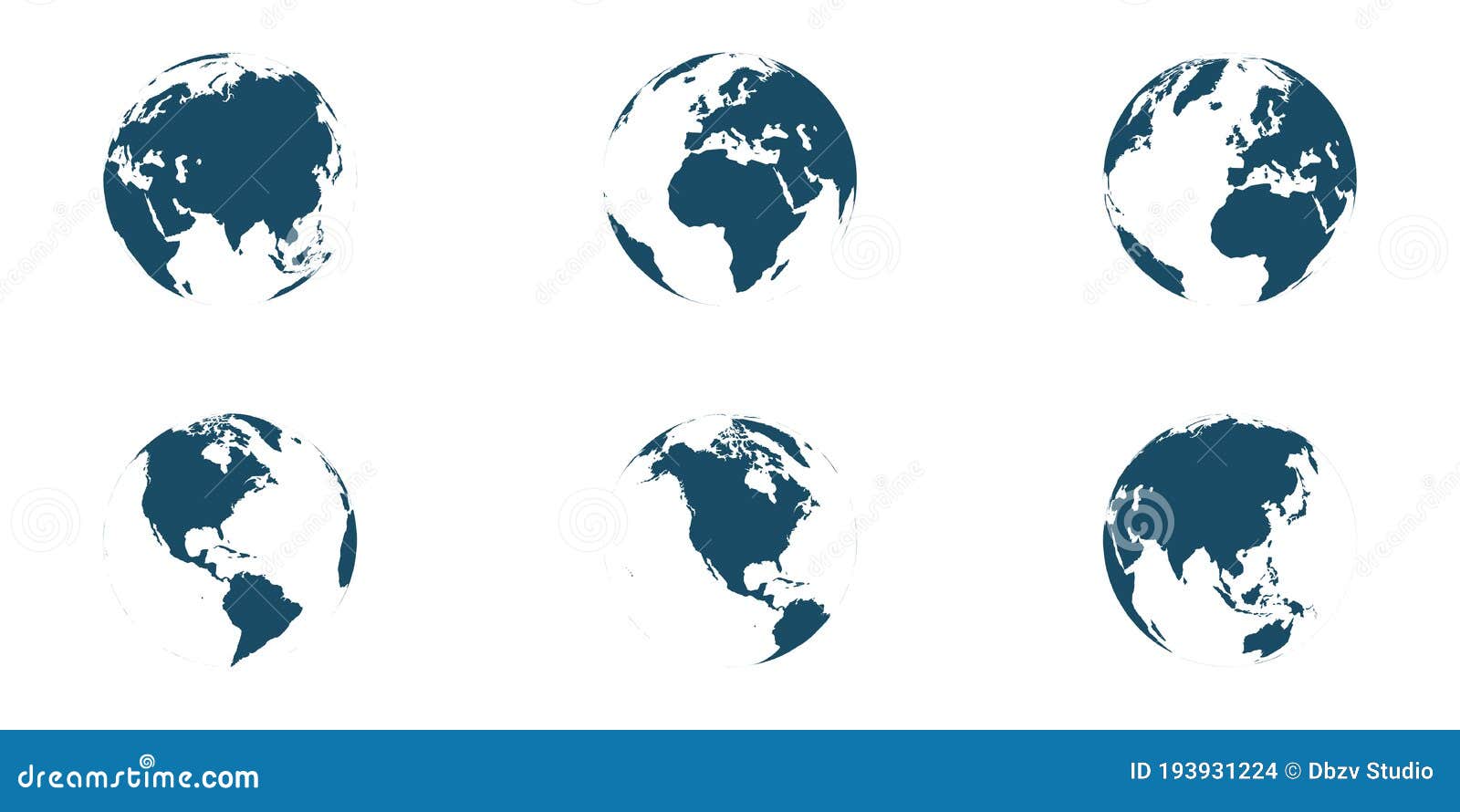 World Maps, Earth Globe Icons on White Background Stock Illustration ...