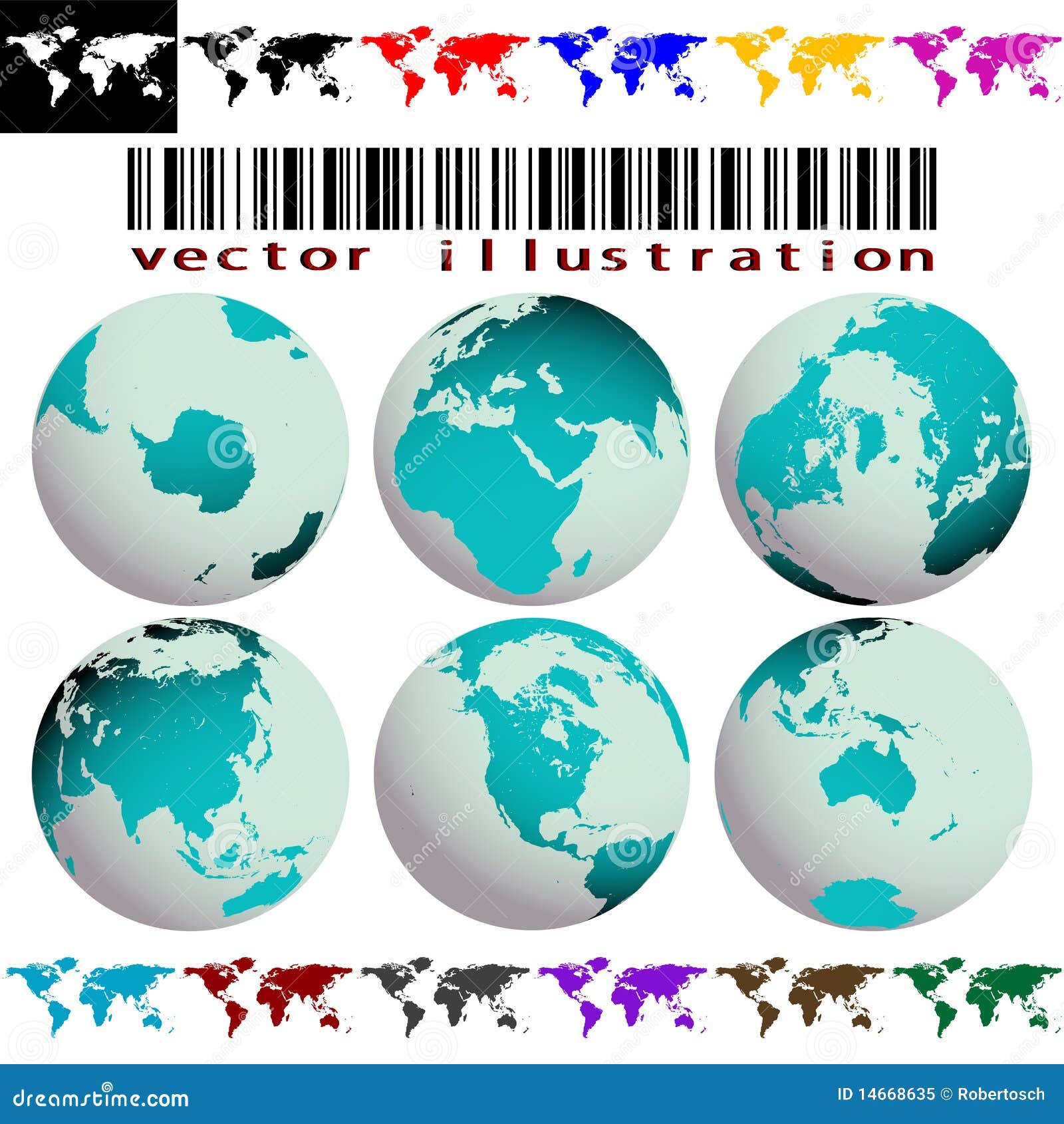 World Maps and Globes Vector Stock Vector - Illustration of planet ...