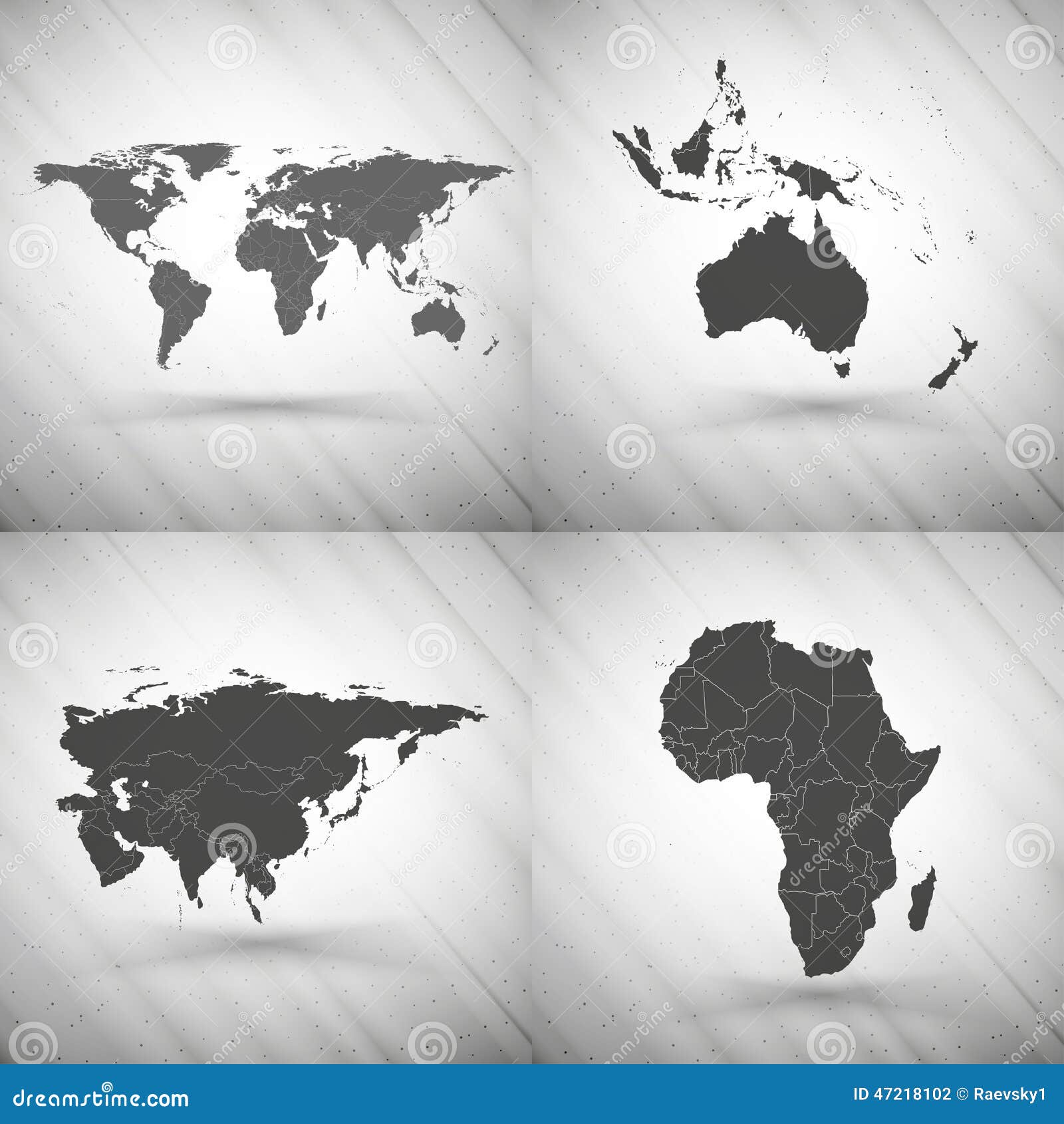 World Maps Set on Gray Background, Grunge Texture Stock Vector ...