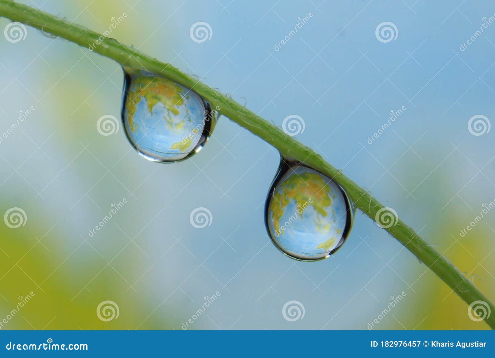 World Maps on Water Drop Close Up after Rain Stock Image - Image of ...