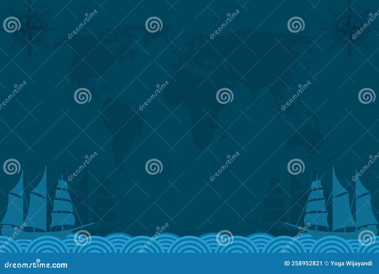 World Maritime or Maritime Theme with Ship and World Maps Stock Vector ...