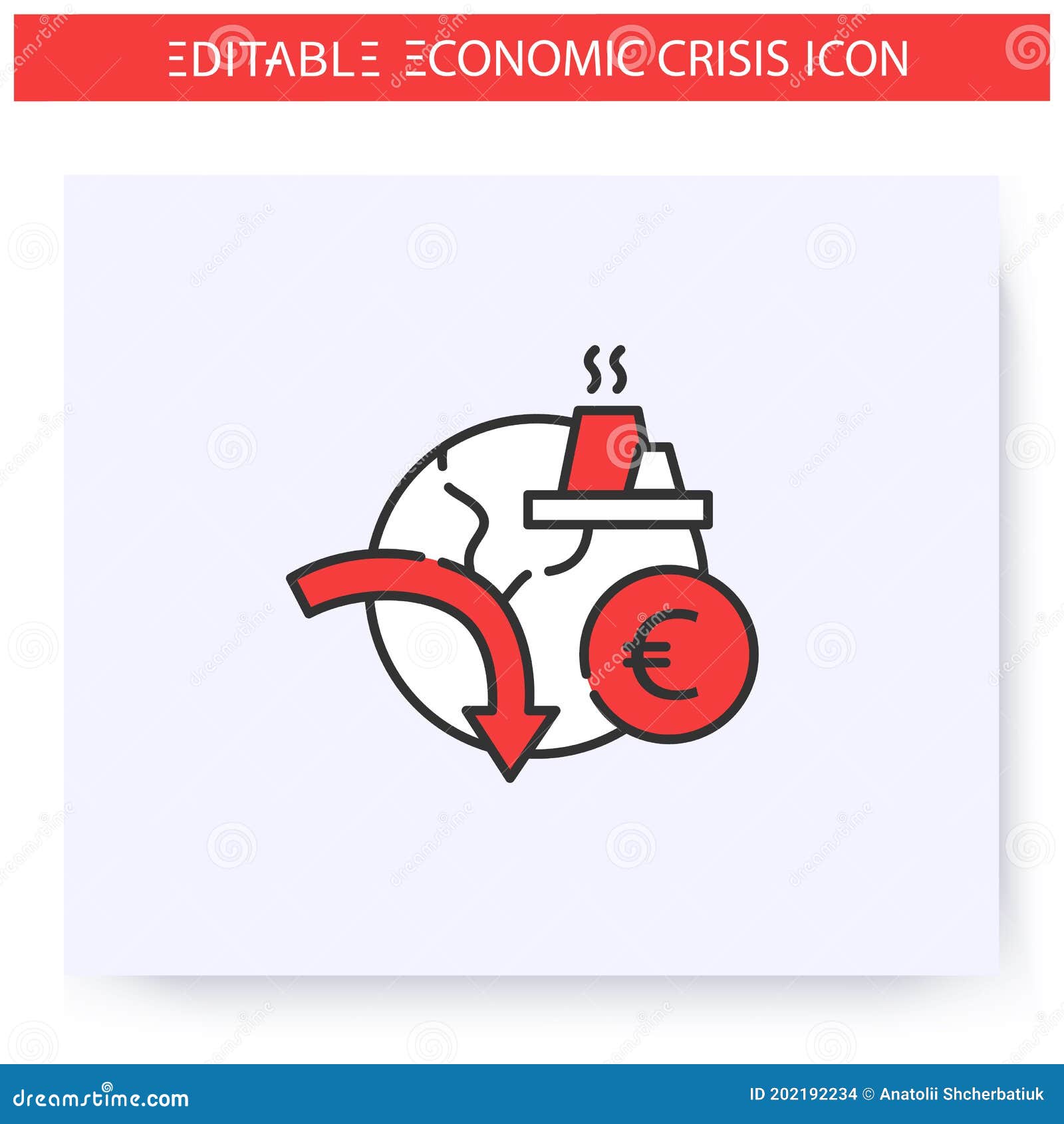 World Market Collapse Line Icon. Editable Stock Vector - Illustration ...