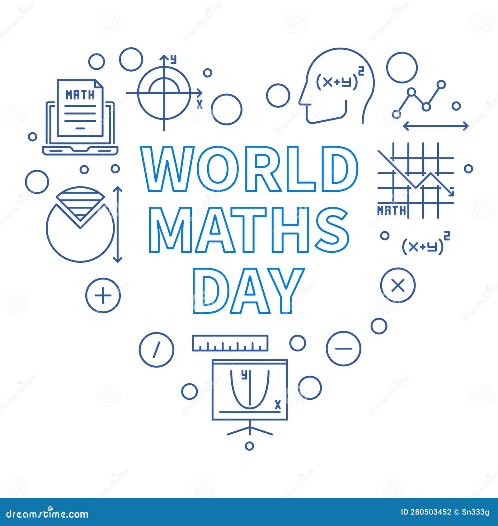 World Maths Day Concept Vector Line Banner. Math Illustration Stock ...