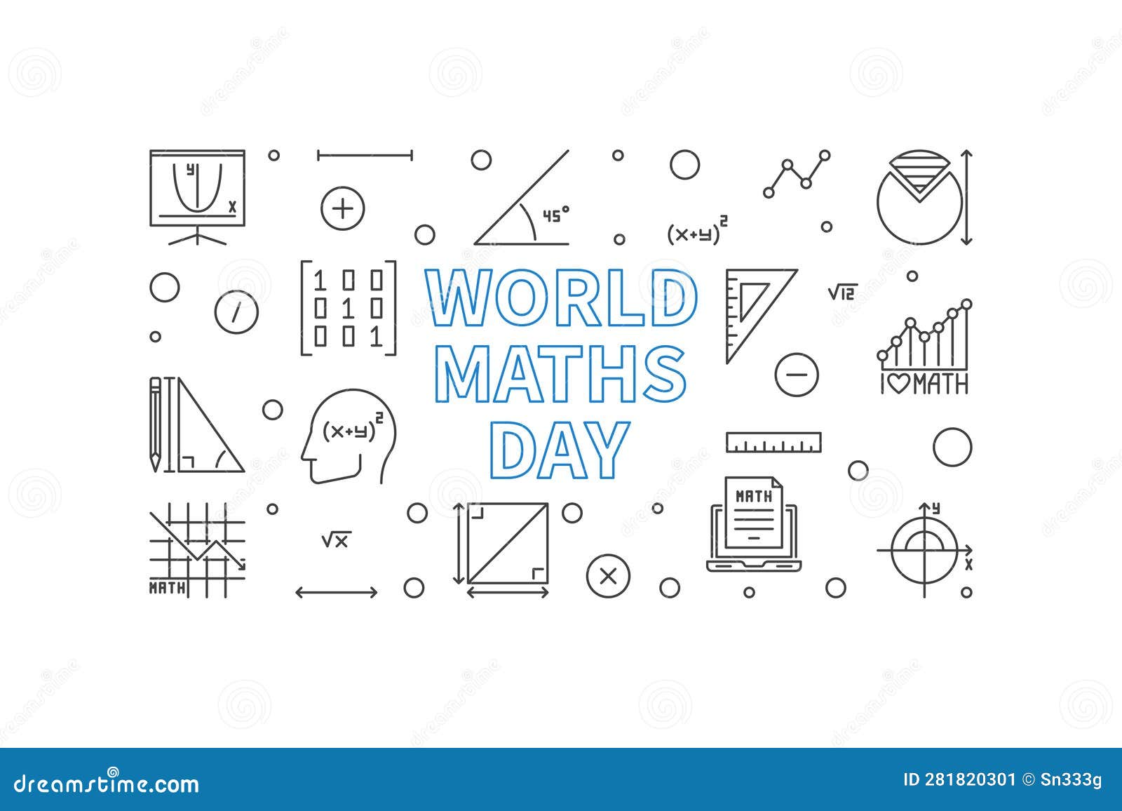 World Maths Day Concept Vector Line Banner. Math Illustration Stock ...