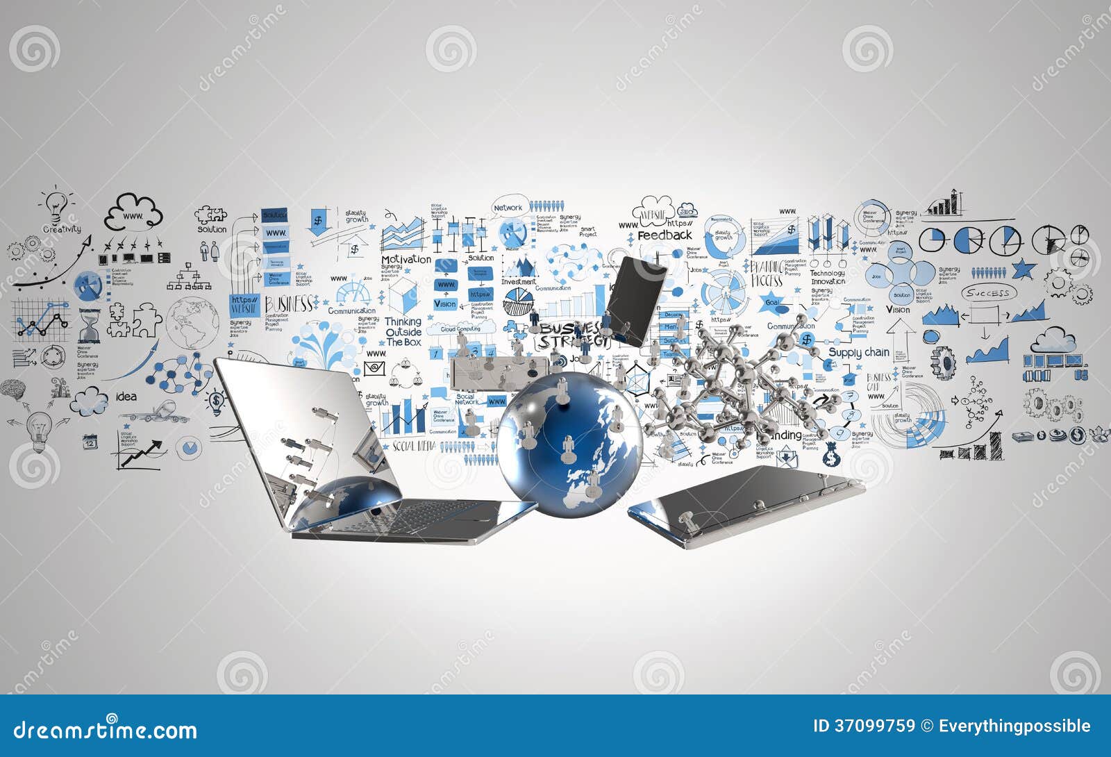 World of media network 3d stock illustration. Illustration of organized ...