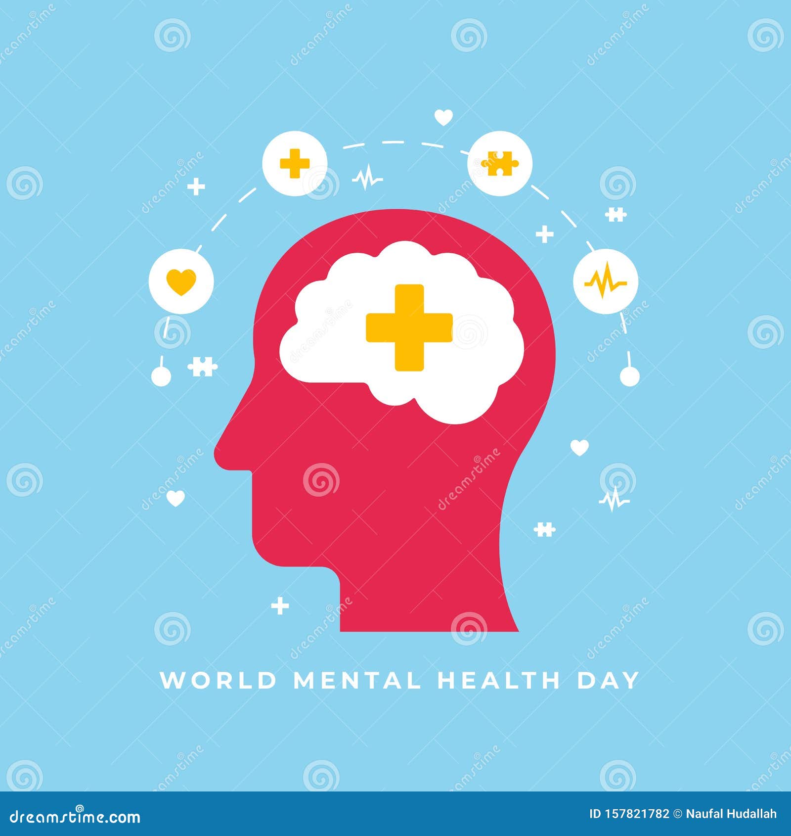 World Mental Health Day Poster Background Design Human Head With Brain