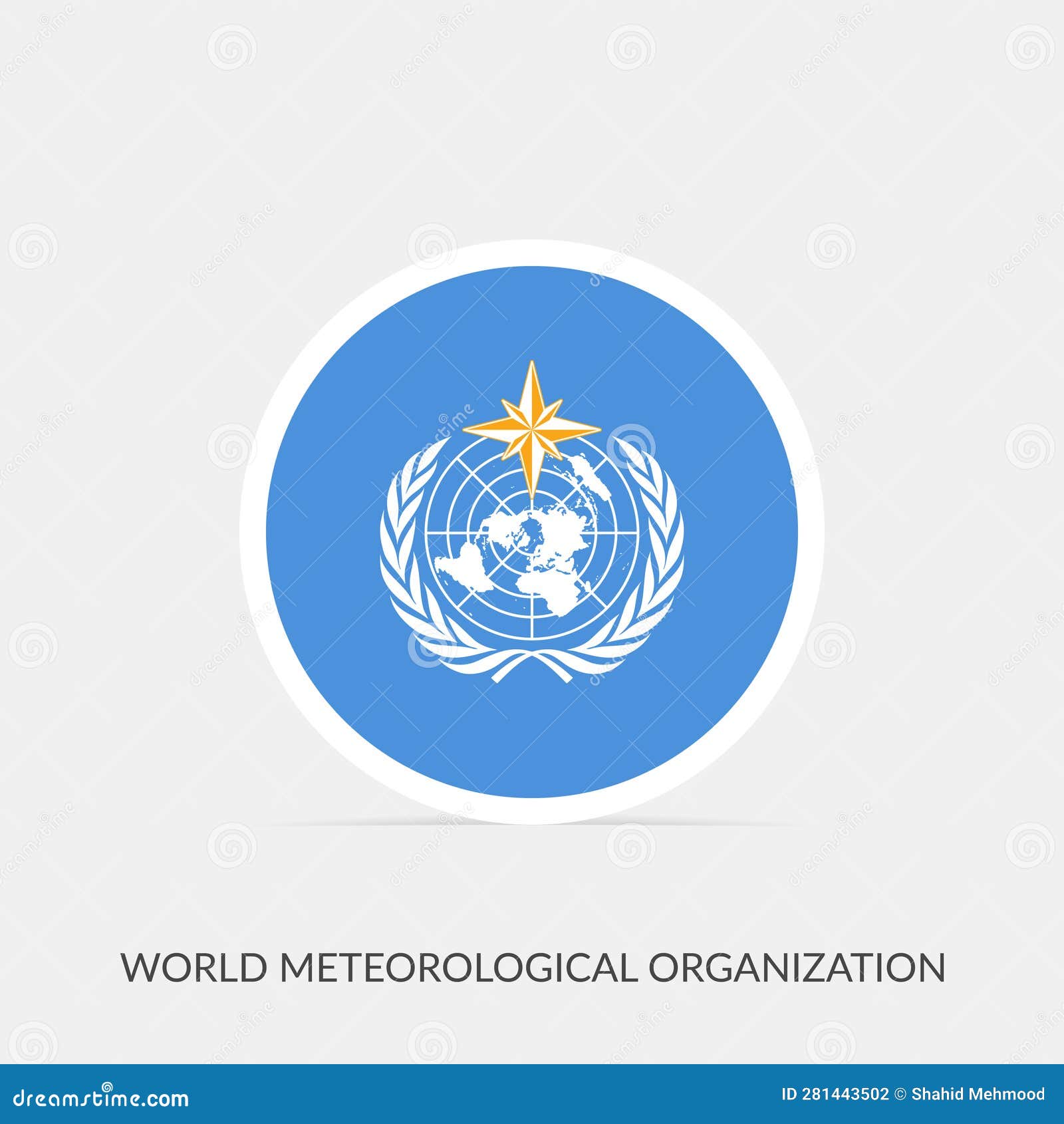 World Meteorological Organization Round Flag Icon with Shadow Stock ...