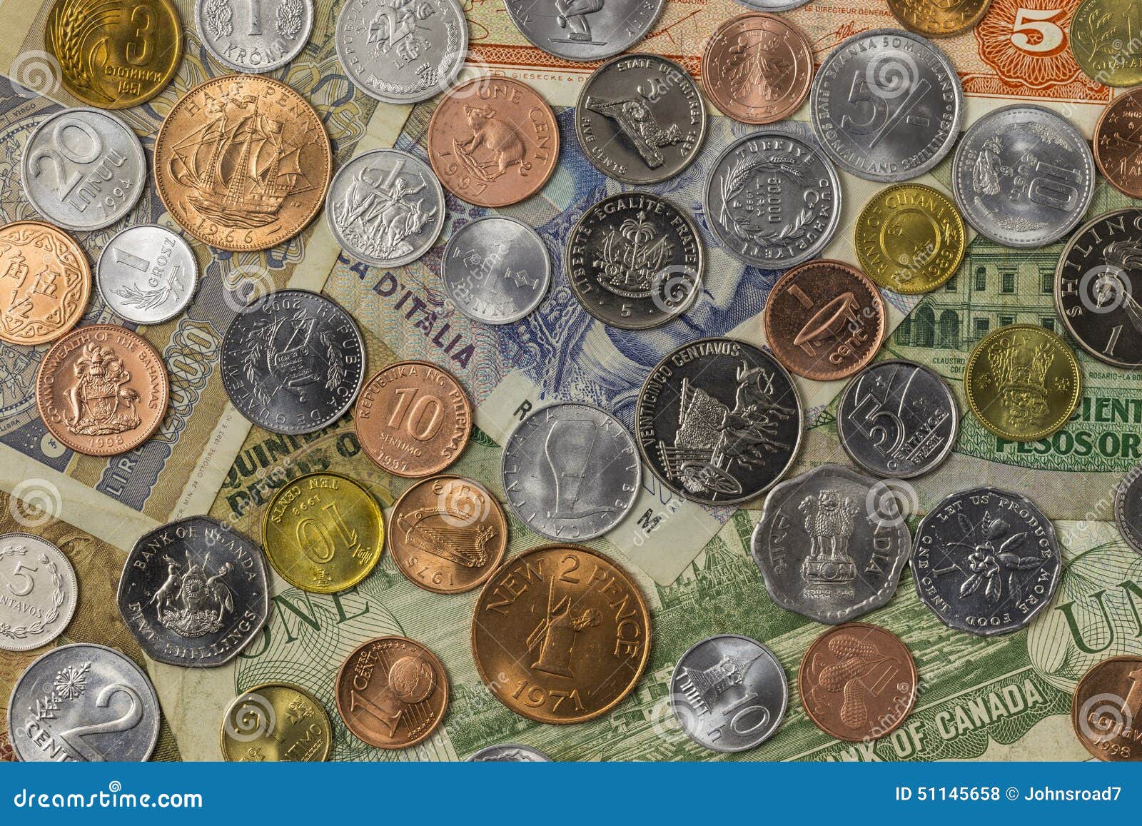 World Money Collection stock photo. Image of background - 51145658