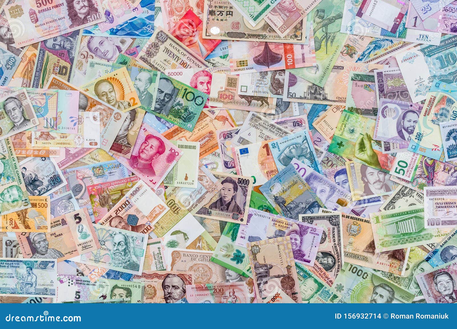 World Money Collection Top View and Closeup Stock Photo - Image of ...