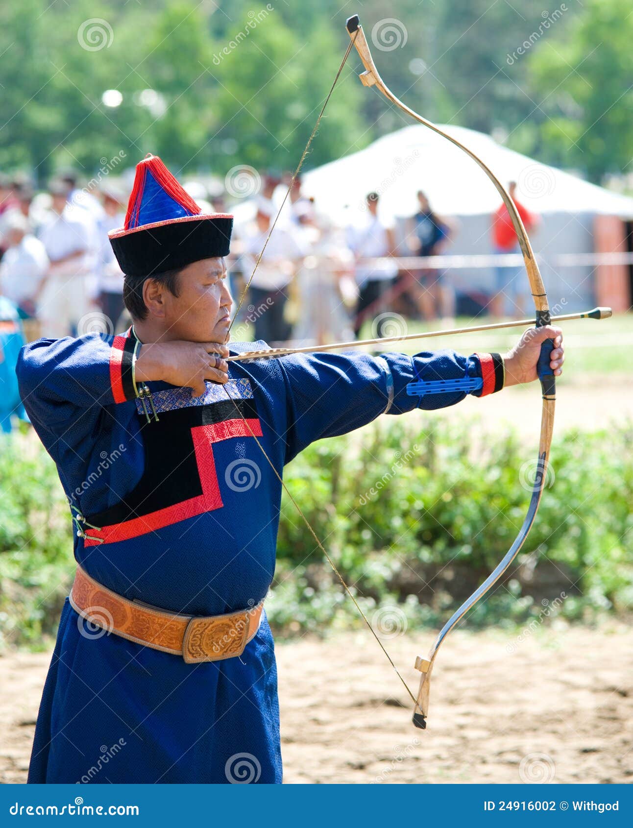 Archer Buryat Tribe Stands With A Bow In His Hand. Reconstruction Of ...