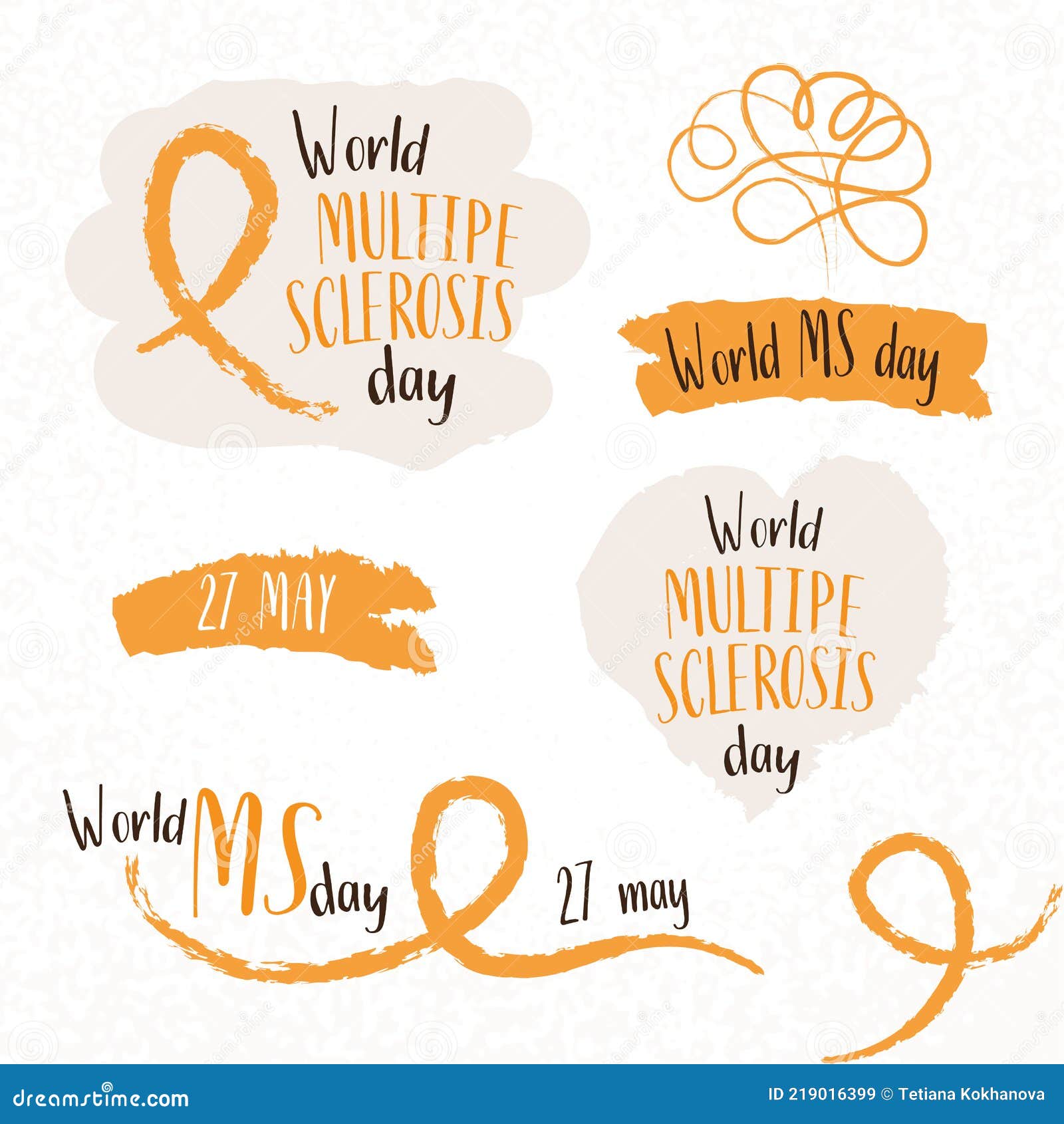 World MS Day Hand Draw Sketch Concept. Sticker Set. Stock Vector ...