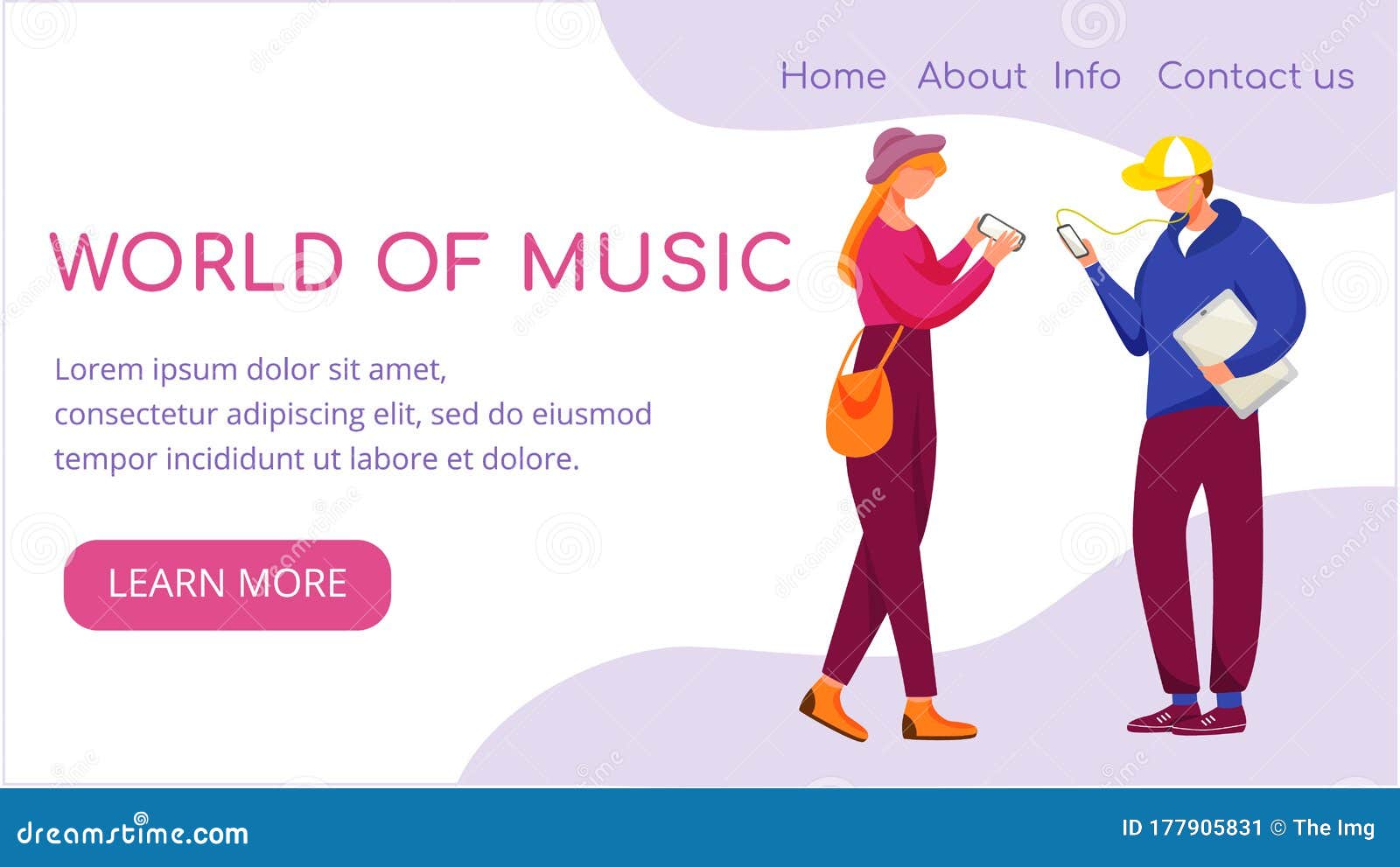 Music Landing Page Design, Website Banner Vector Template Set. Musician ...