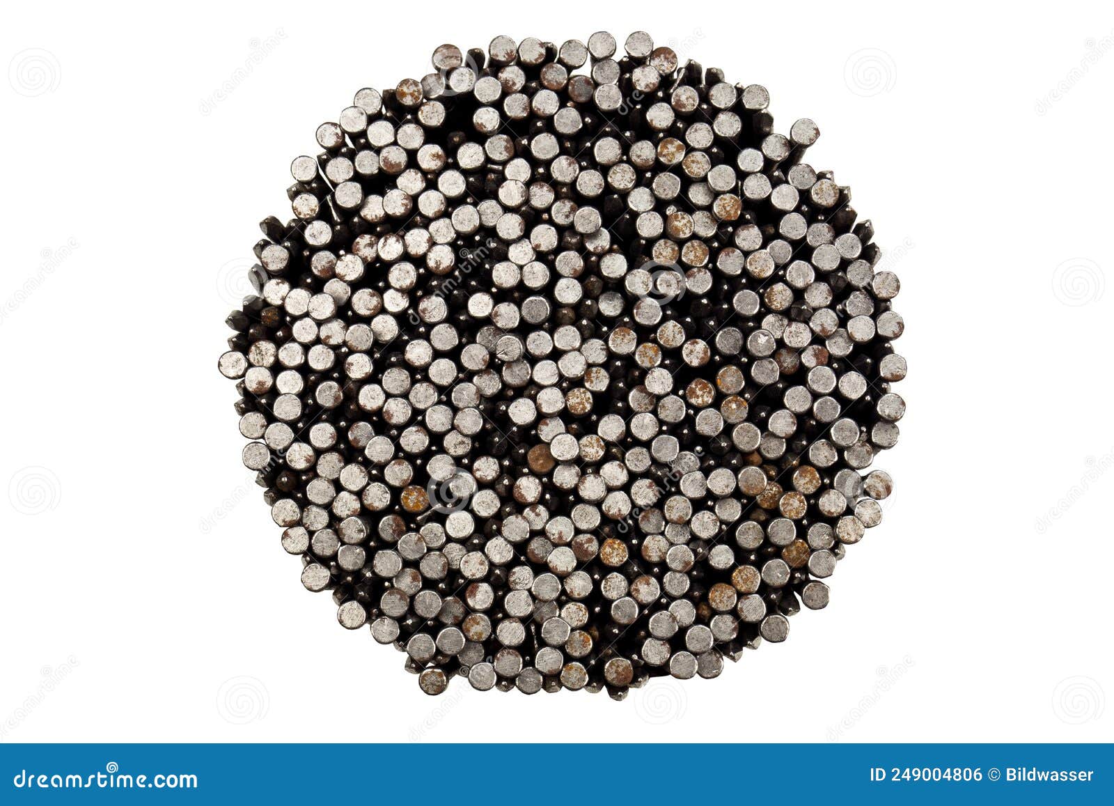 World of Nails Round Metallic Object Abstract Background Isolated Stock ...