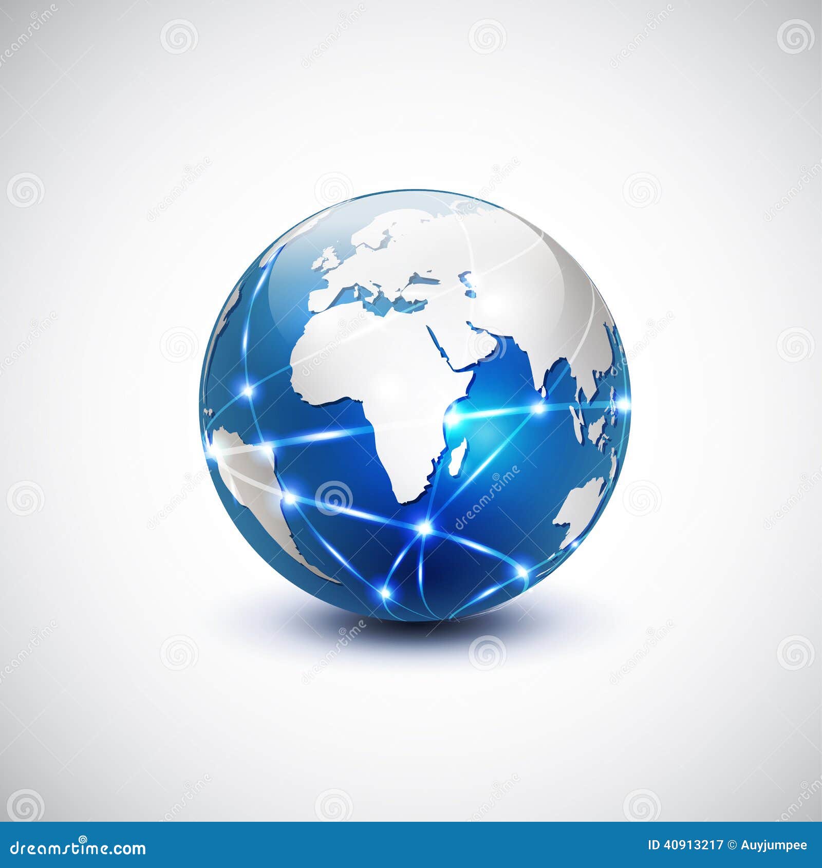 World with Network Communication and Technology, & Illustration Stock ...