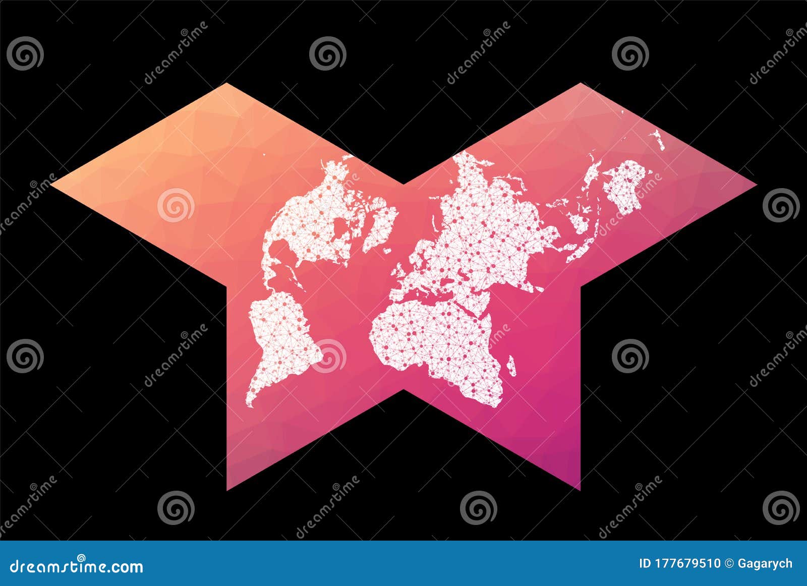 World Map. Polyhedral Butterfly Projection. Vector Illustration ...