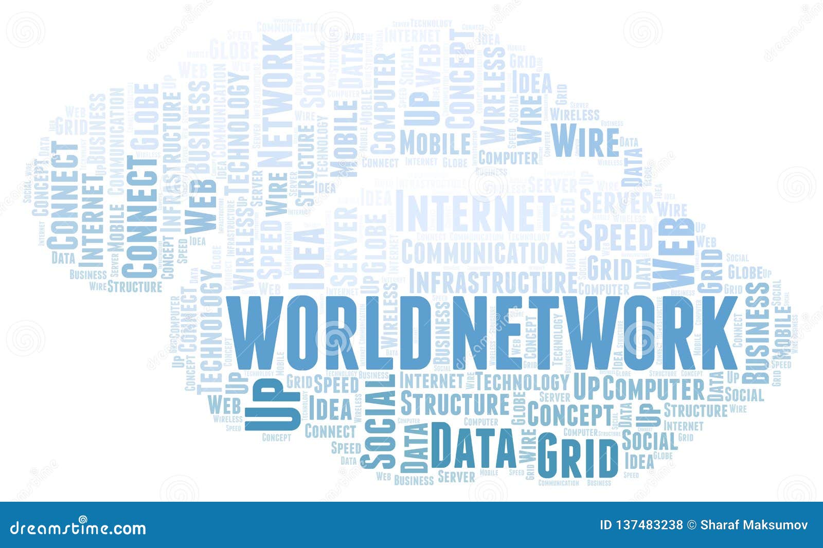 World Network word cloud stock illustration. Illustration of bright ...