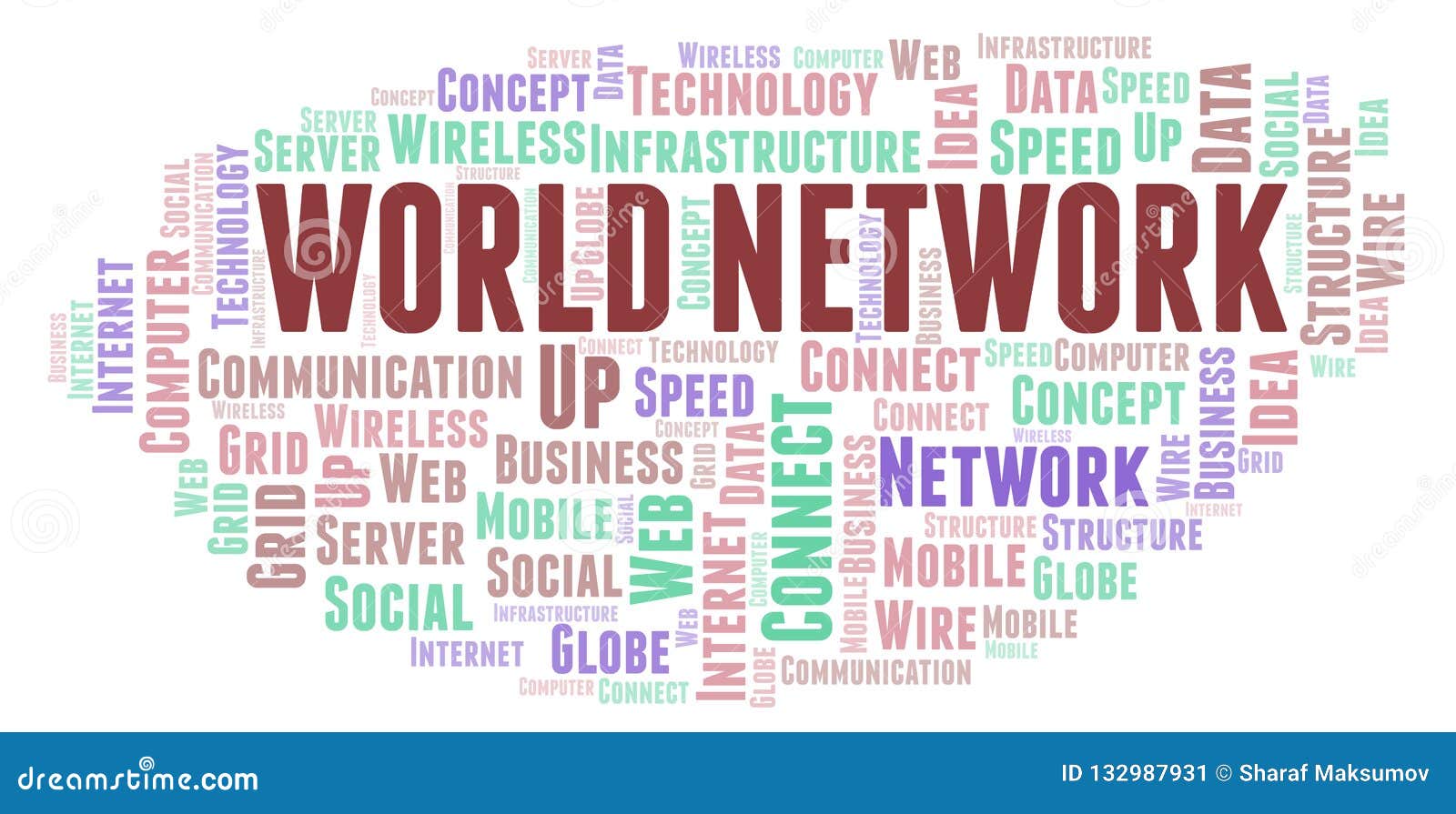 World Network word cloud stock illustration. Illustration of world ...
