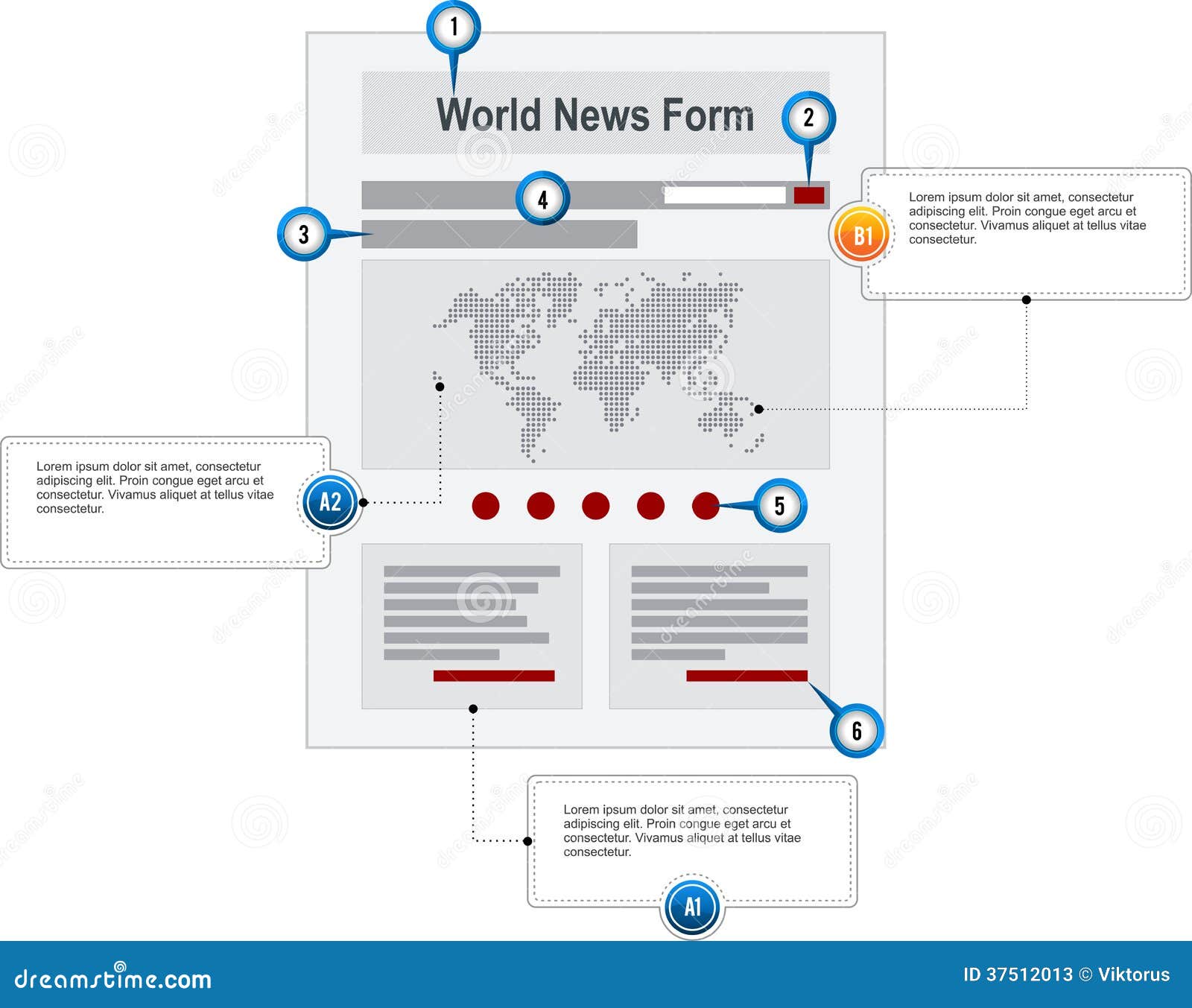 World News Internet Web Page Wireframe Structure P Stock Vector ...