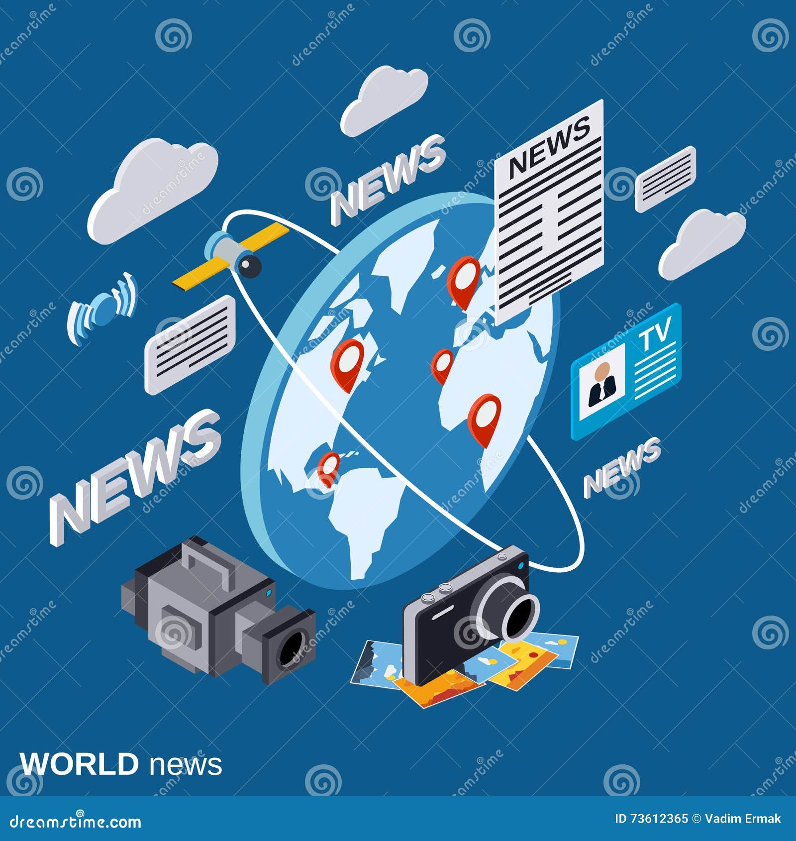 World news vector concept stock vector. Illustration of channel - 73612365