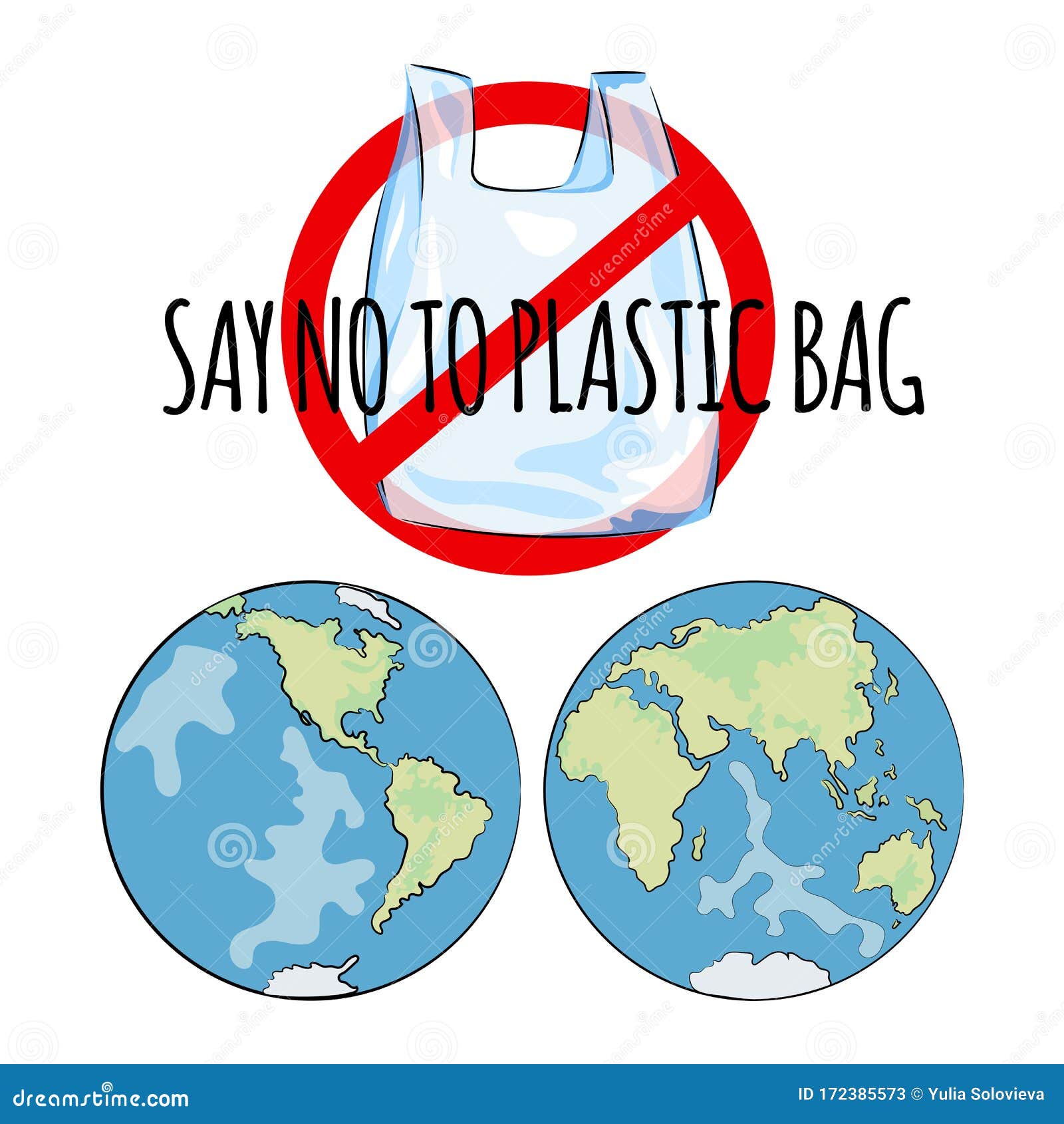 WORLD NO PLASTIC Ecological Problem Vector Illustration Set Stock ...