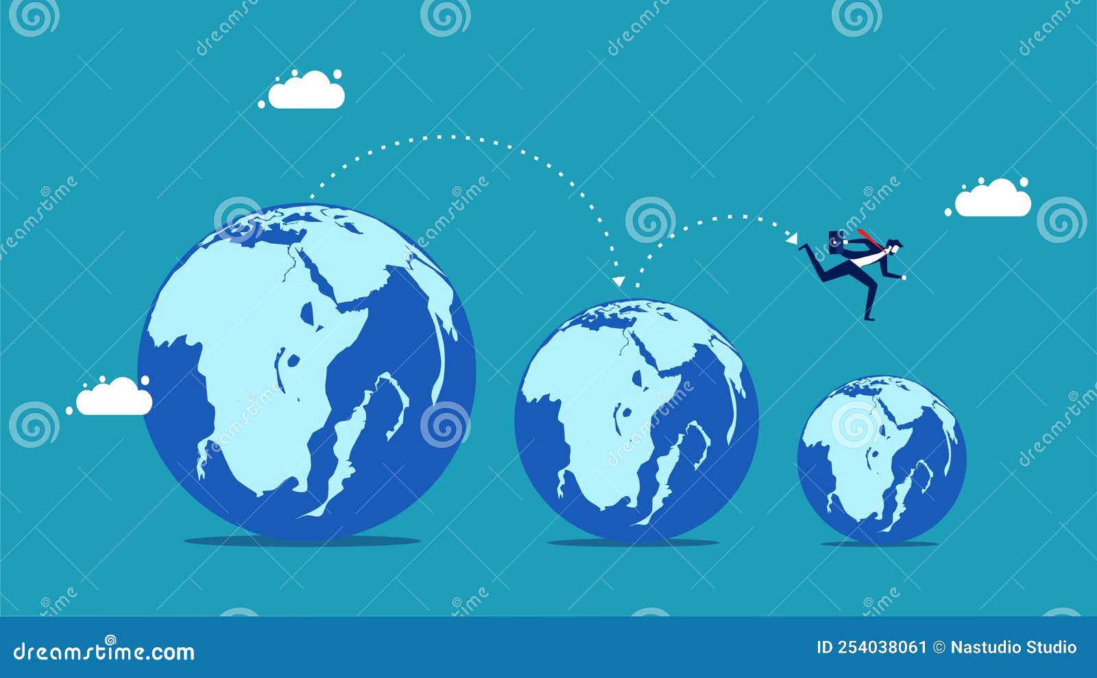 The World is Not Growing. Businessman Running on a Shrinking World ...