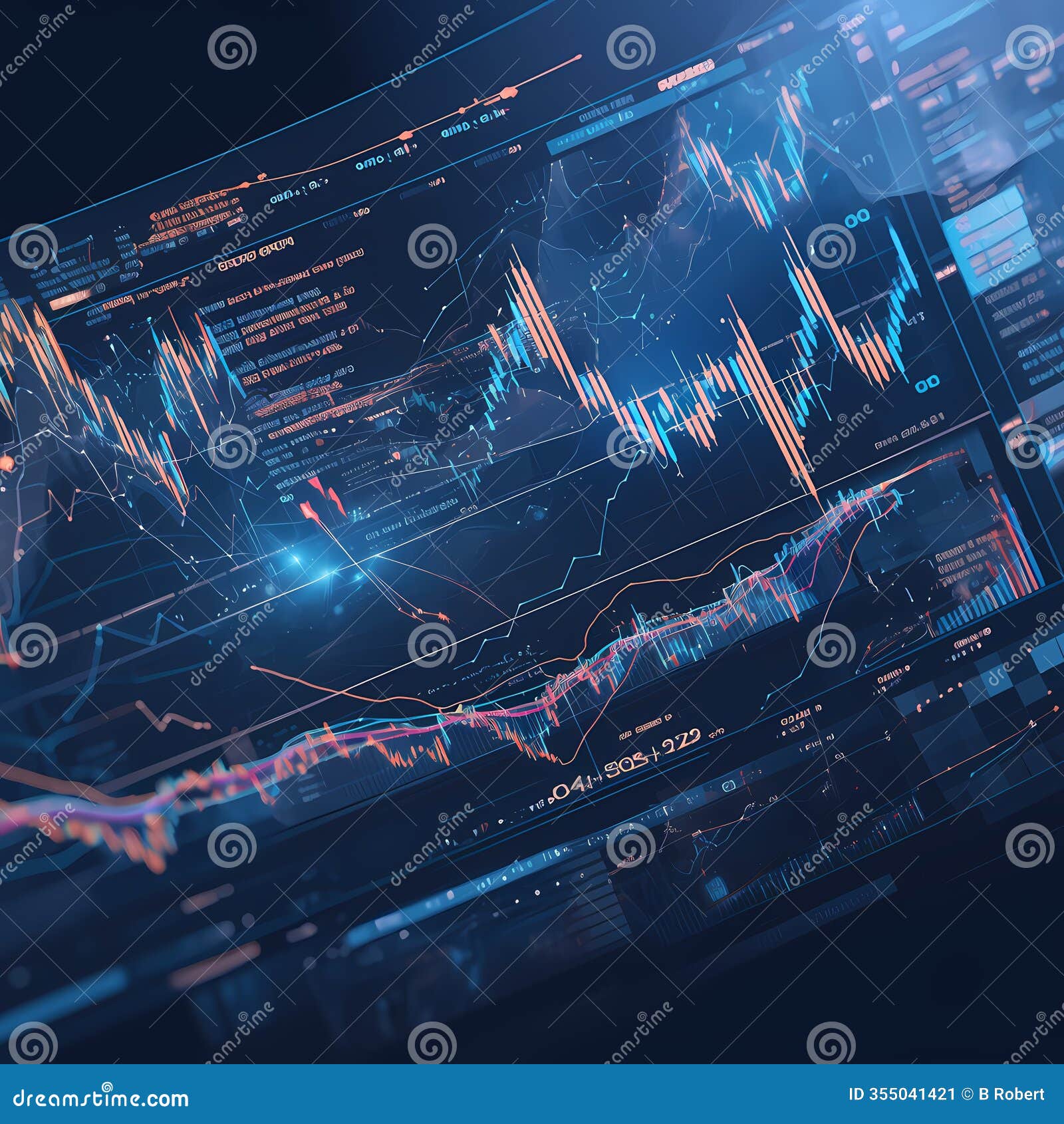 A World Of Numbers, Charts, And Quotes Converge On A Screen Stock Image ...