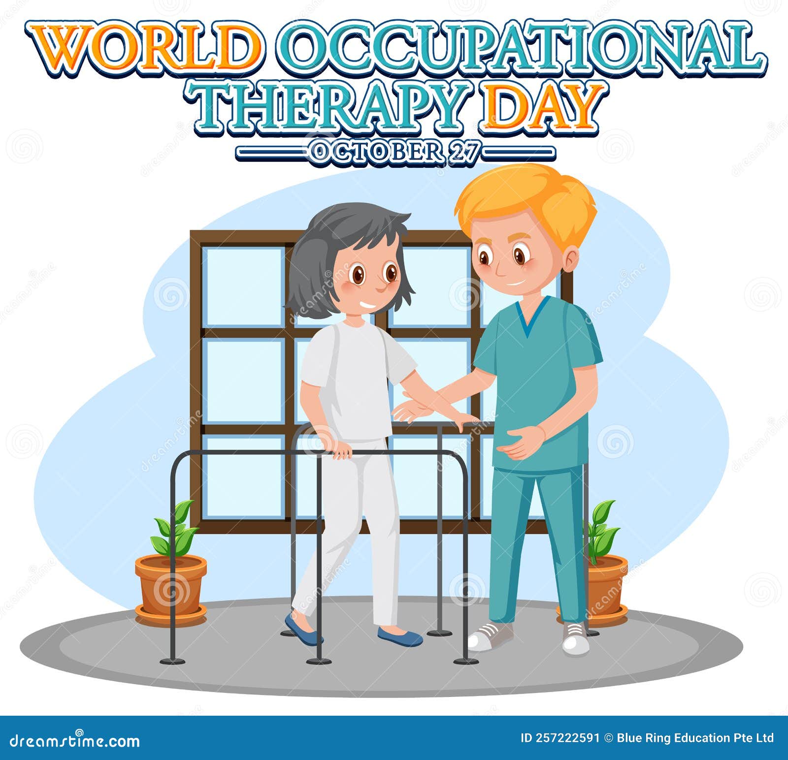 World Occupational Therapy Day Celebration Hand Drawn Cartoon Flat ...