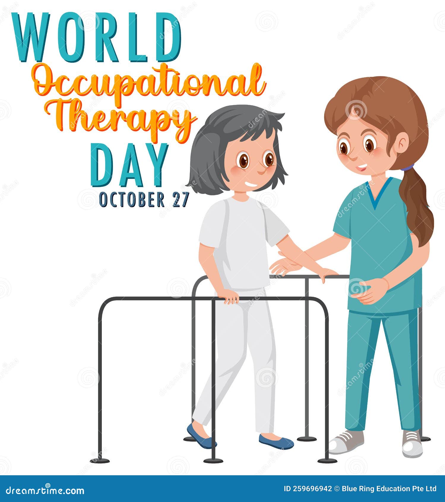 World Occupational Therapy Day Celebration Hand Drawn Cartoon Flat ...