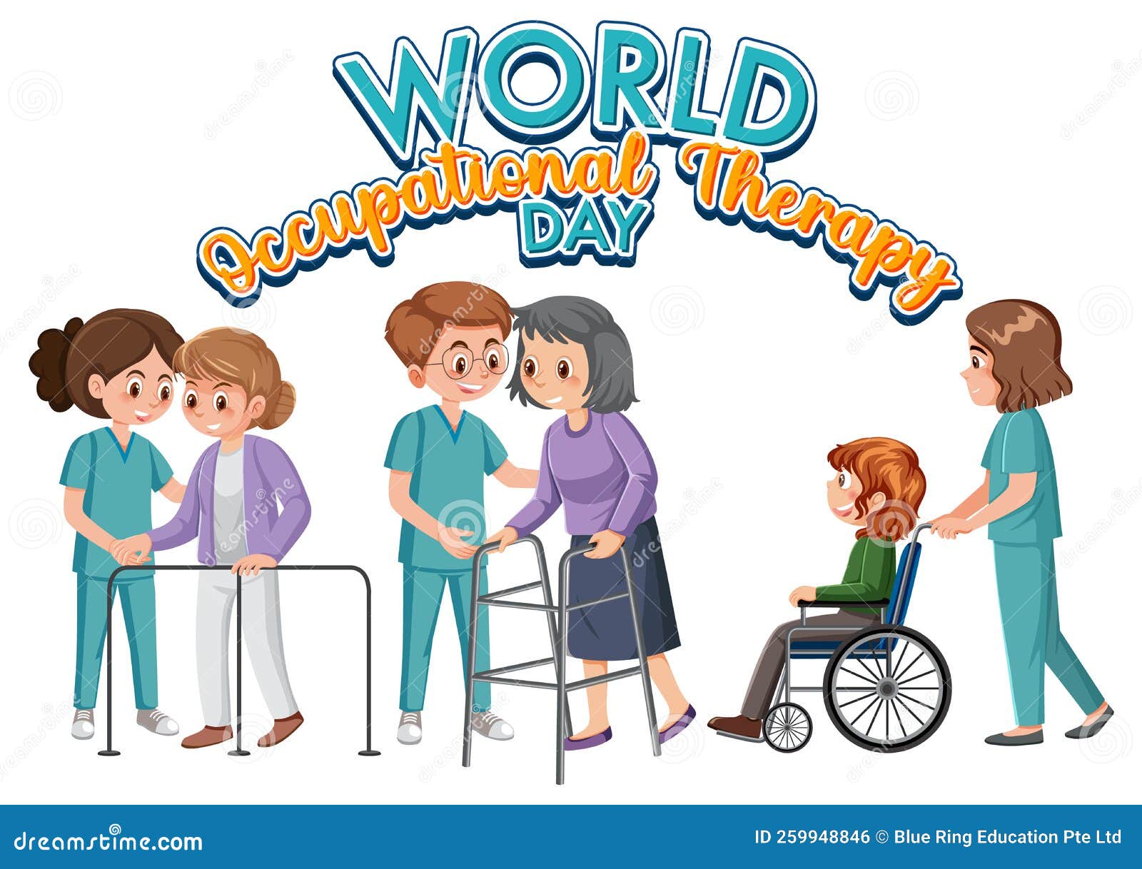 World Occupational Therapy Day Text Design Cartoon Vector ...