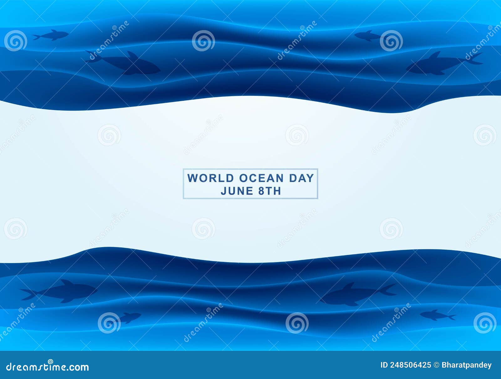 World Ocean Day Blue Wave Background Vector Stock Illustration ...