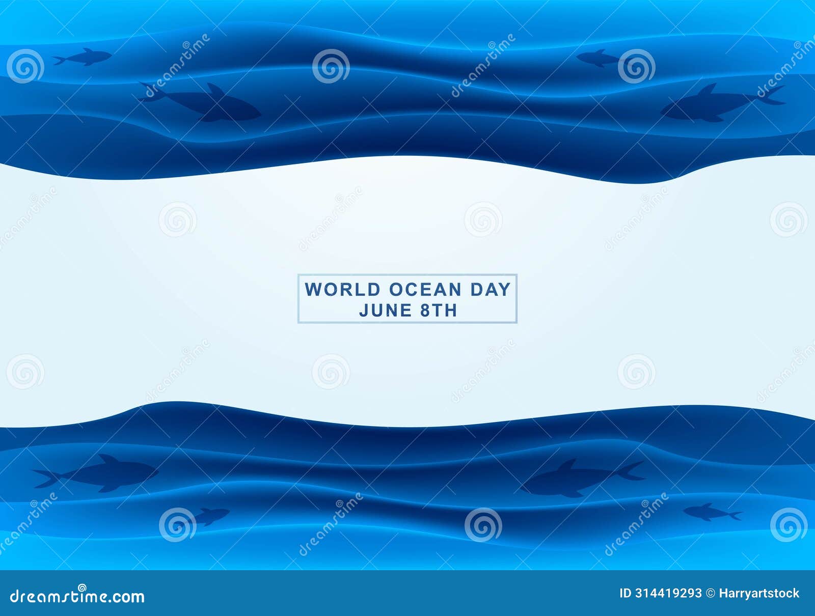 World Ocean Day Blue Wave Background Stock Vector - Illustration of ...