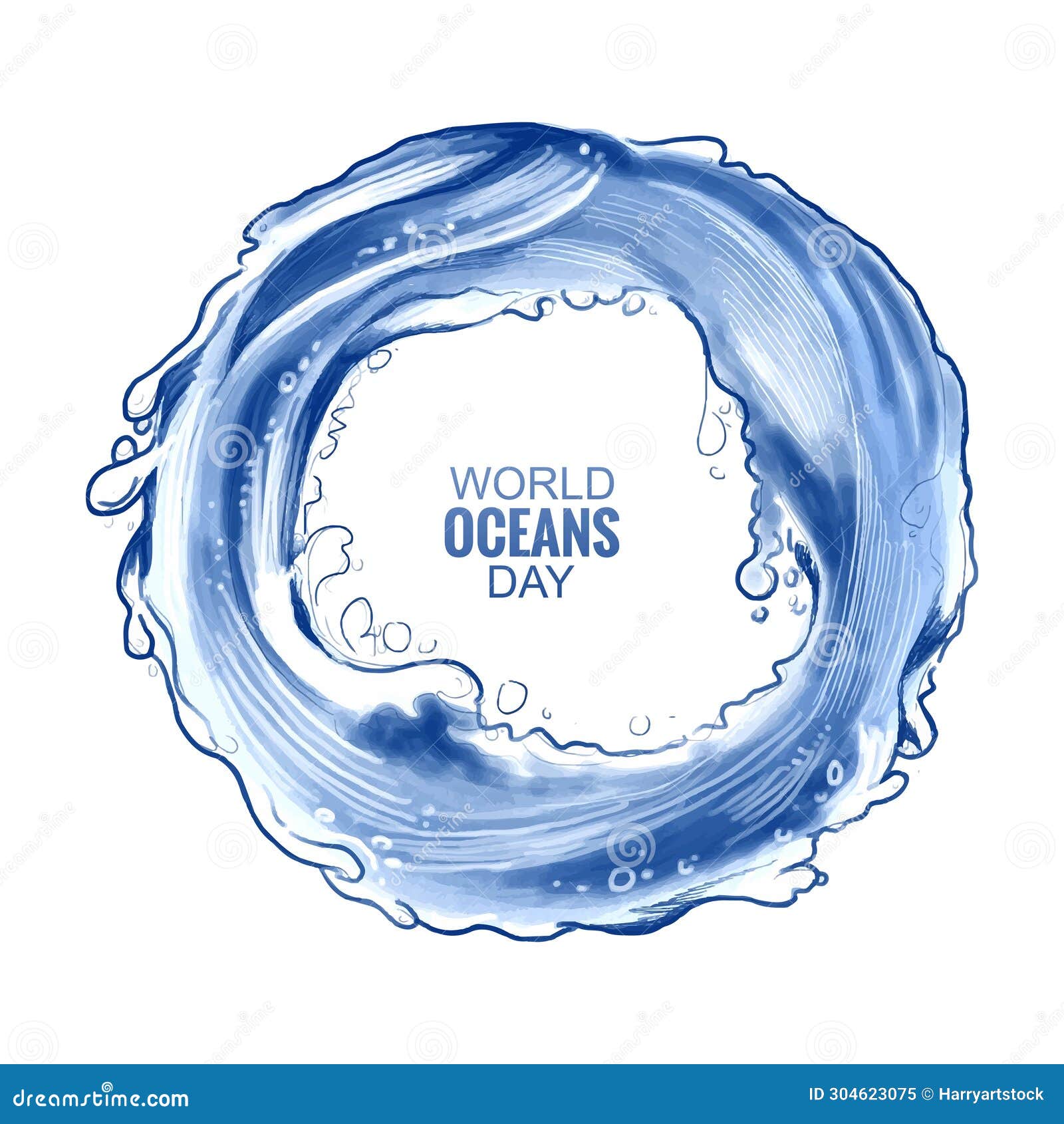 World Ocean Day Celebration On Sea Ocean Wave Background Stock Vector