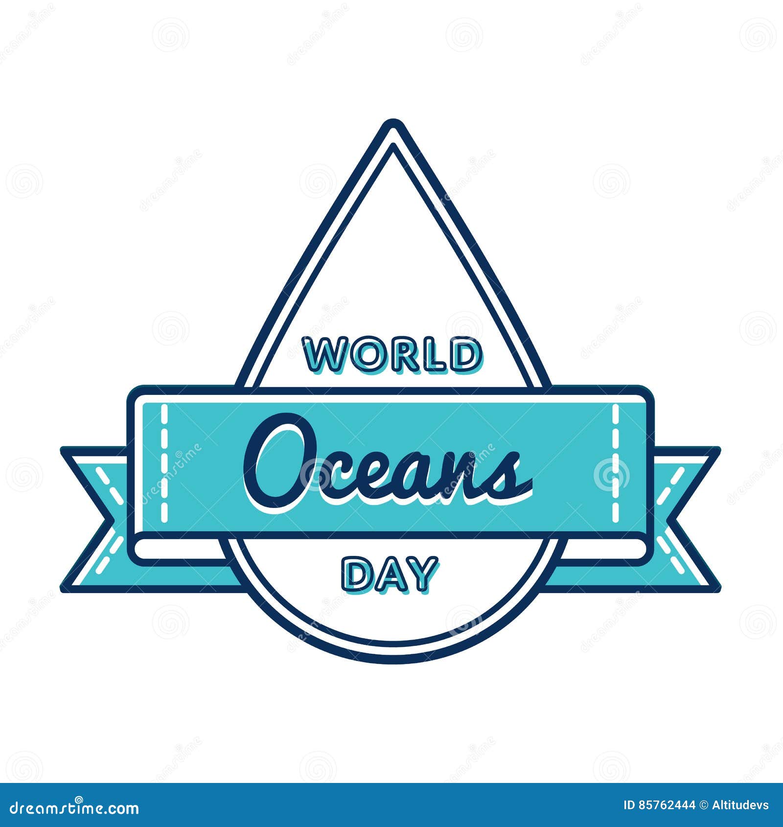 World Oceans Day Greeting Emblem Stock Vector Illustration Of Label