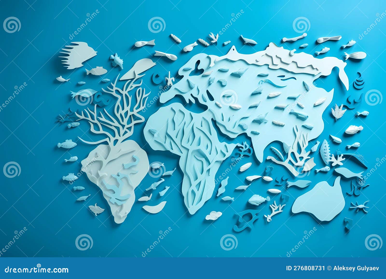 World Oceans Day an Illustration of a Map of the World with Ocean and ...