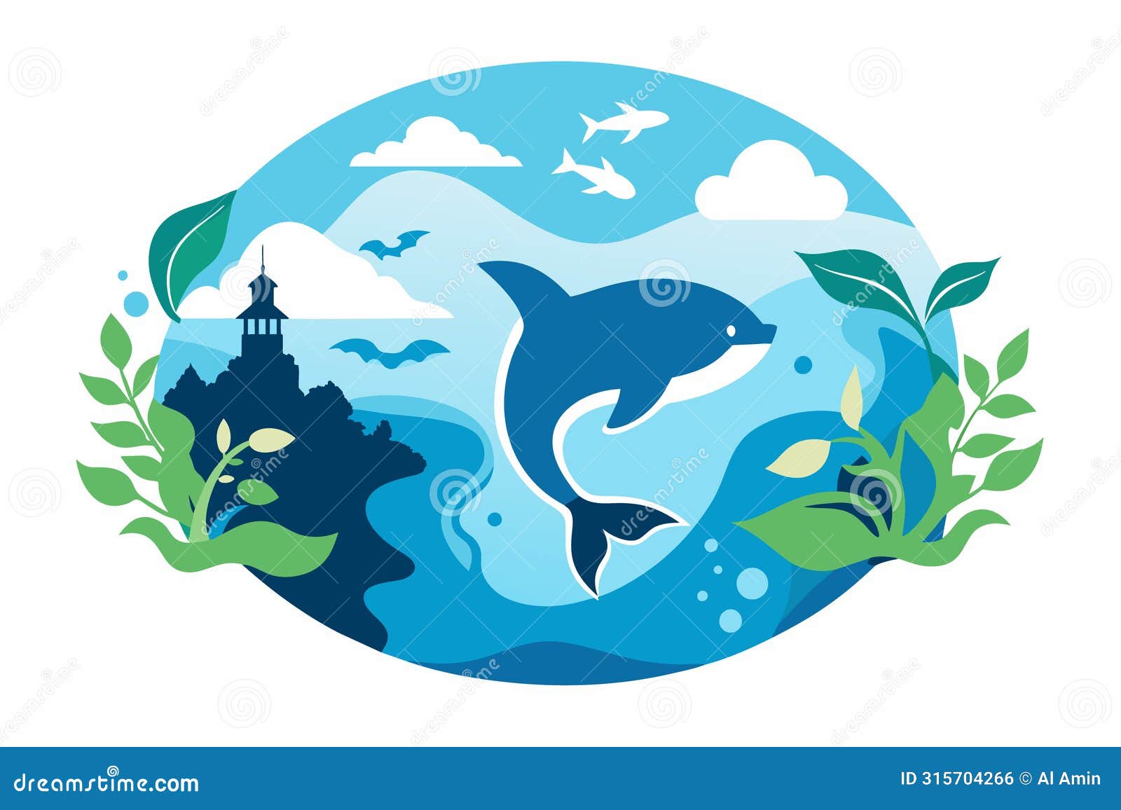 World Oceans Day Vector Design White Background Stock Vector
