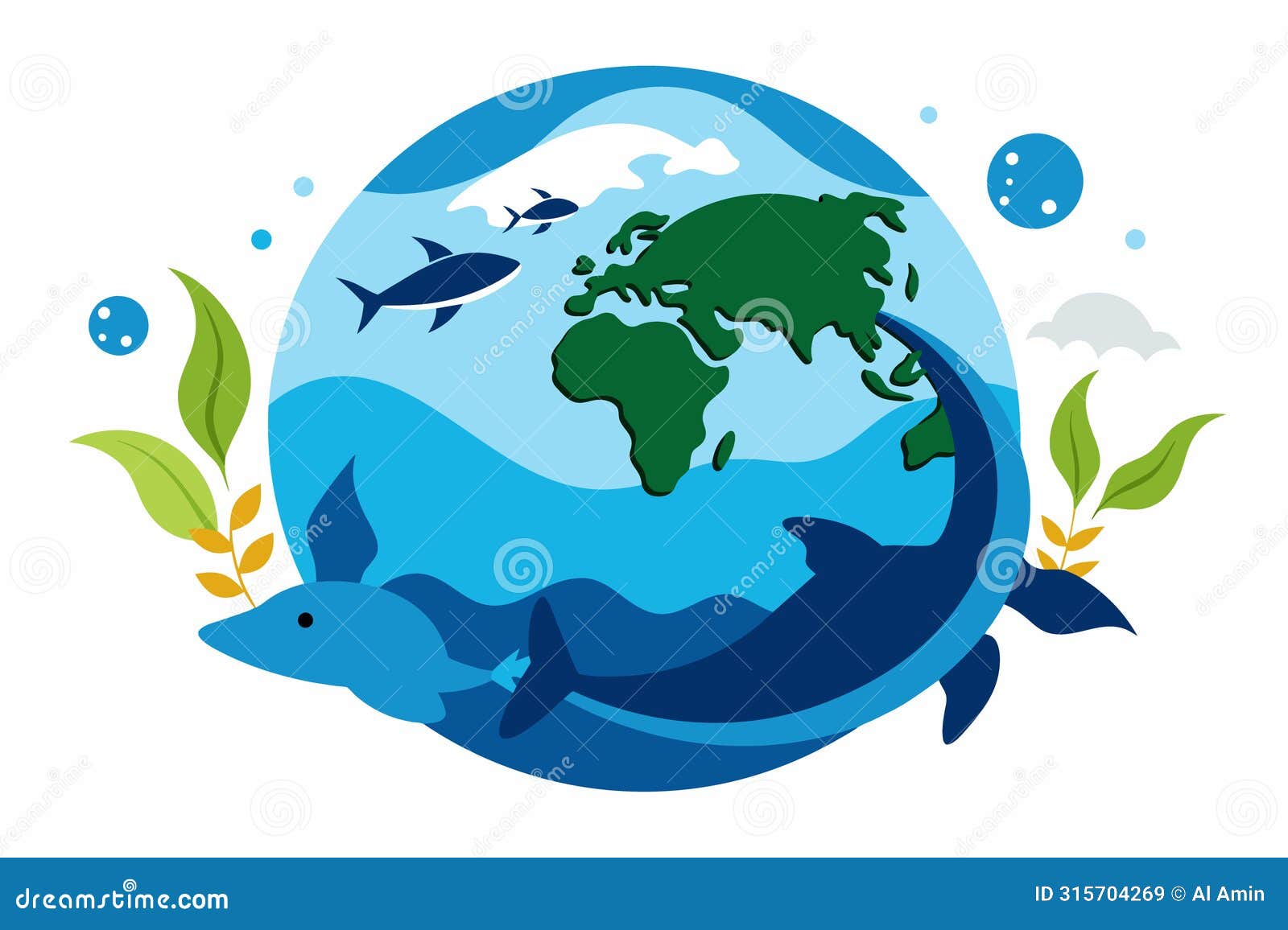 World Oceans Day Vector Design White Background Stock Vector