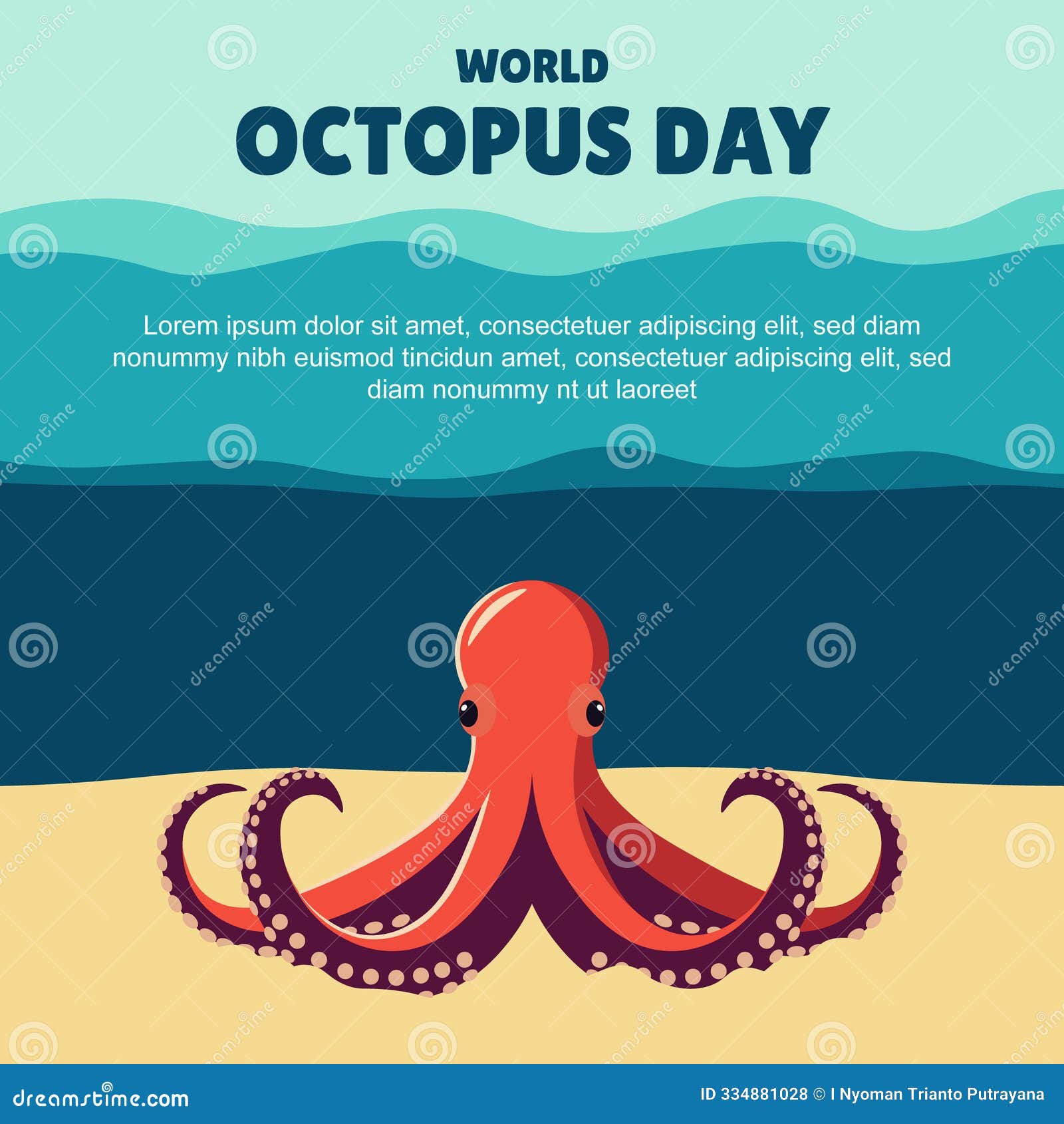 World Octopus Day Background Stock Vector - Illustration of design ...