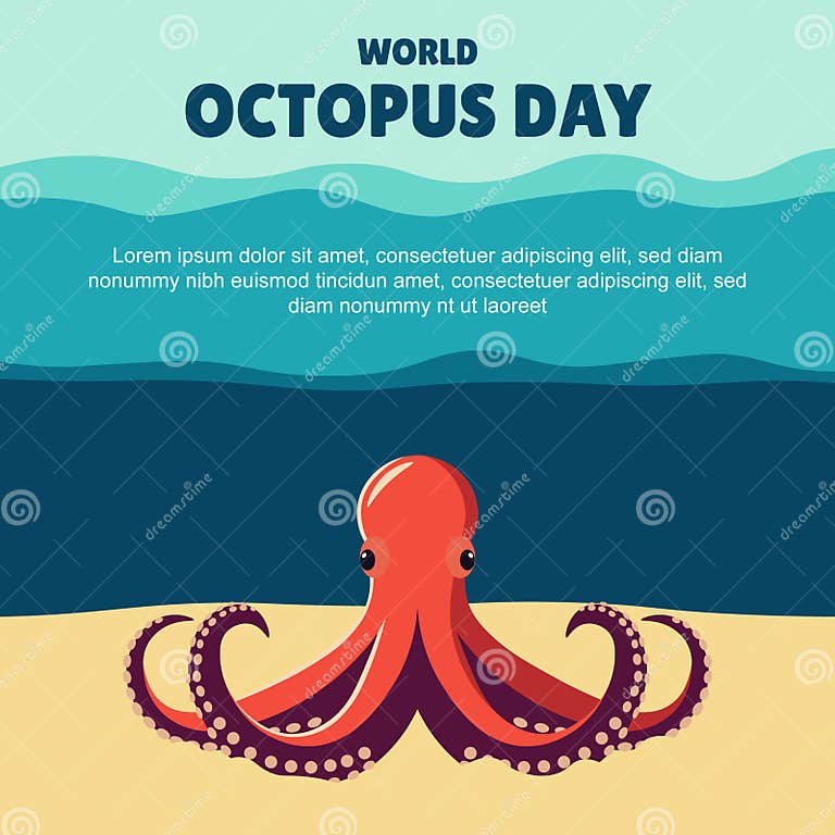 World Octopus Day Background Stock Vector - Illustration of design ...