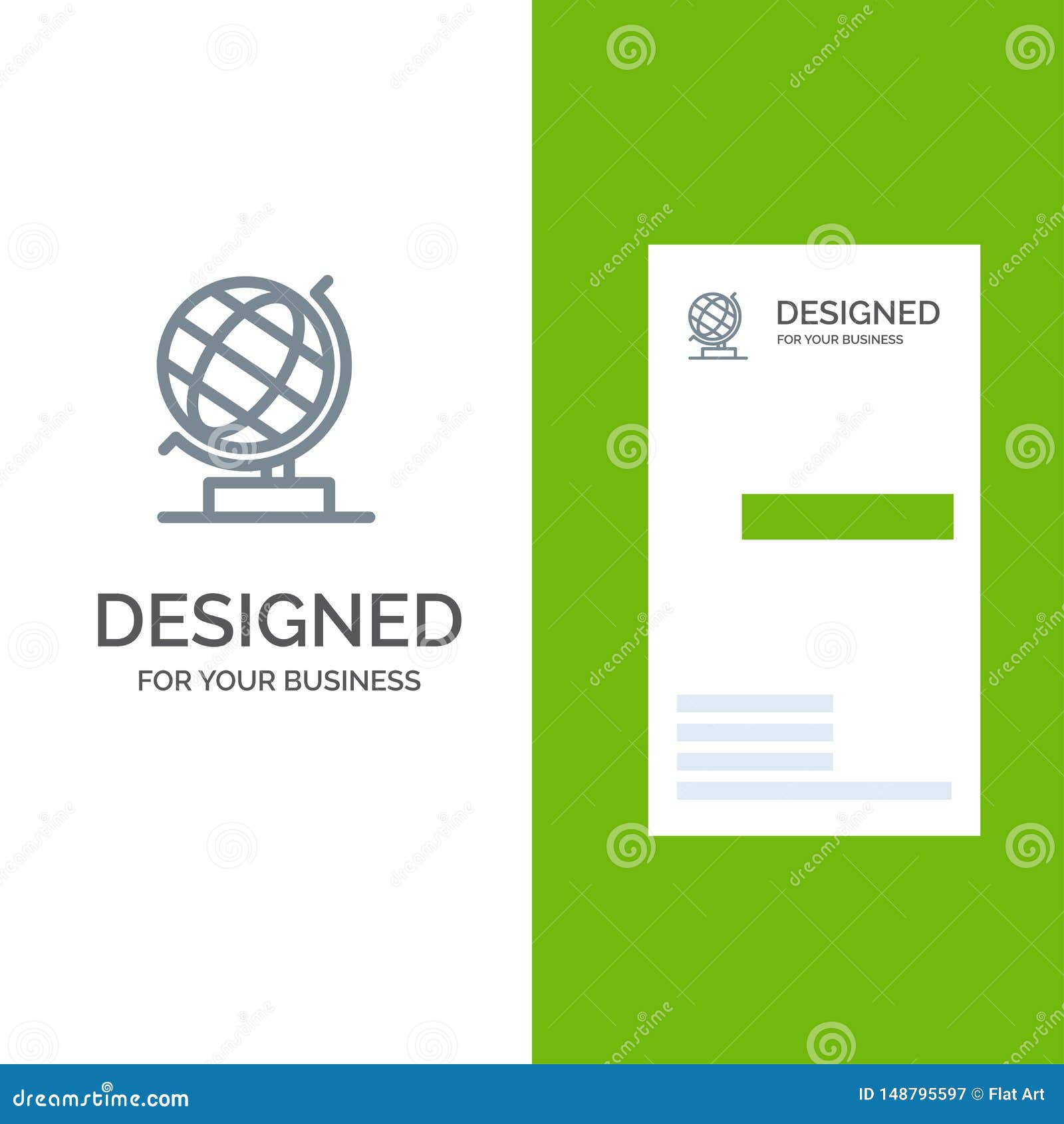 World, Office, Globe, Web Grey Logo Design and Business Card Template ...