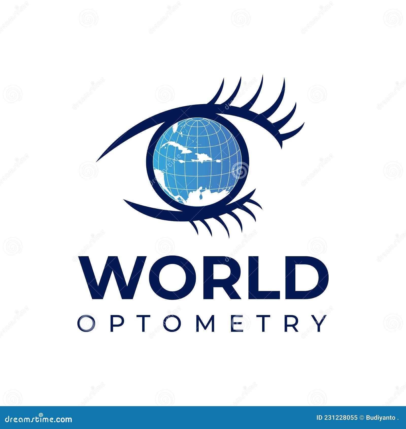 World Optometry Logo, Creative Vector Eye with Globe Reflection Stock ...