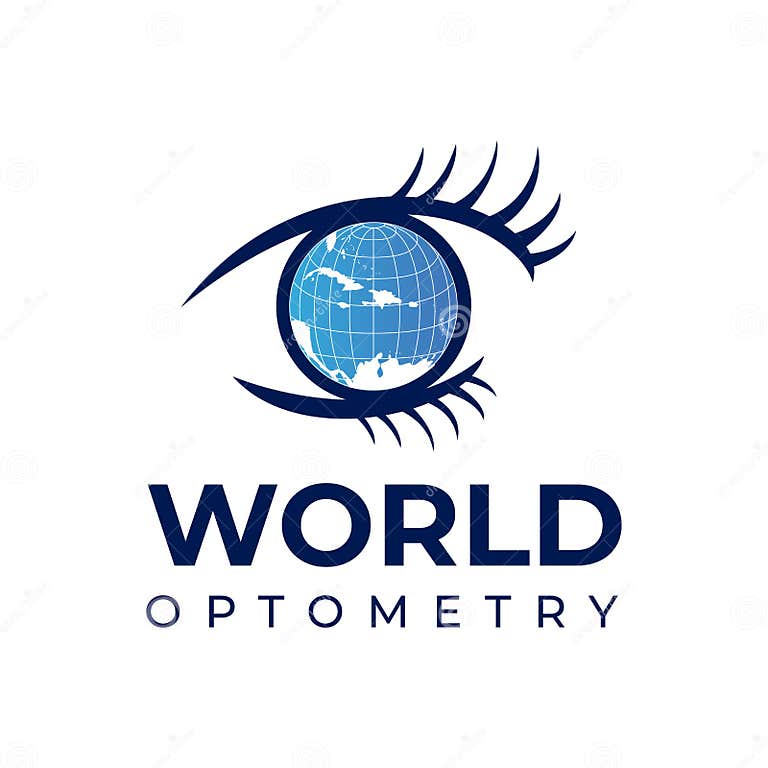 World Optometry Logo, Creative Vector Eye with Globe Reflection Stock ...